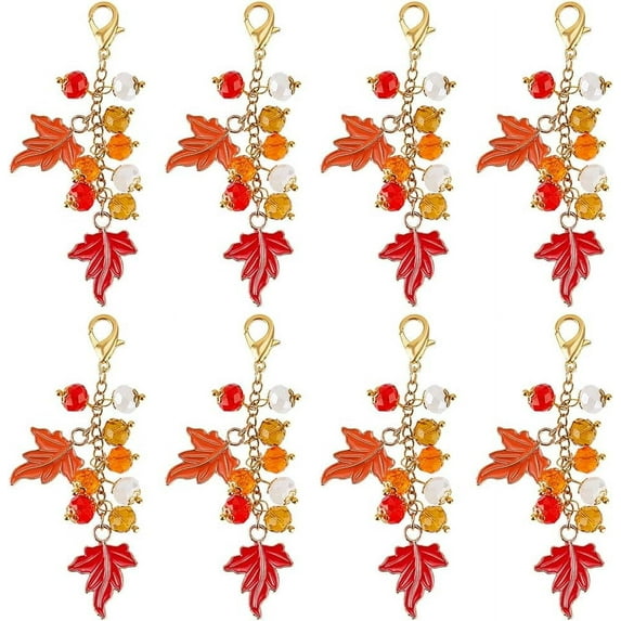 8Pcs Thanksgiving Book Marks Clip On Charms Maple Leaf Charm Zipper ...