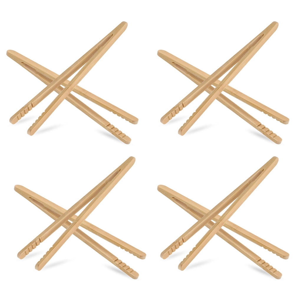 8Pcs Toaster Tongs Bamboo Tongs Reusable Wooden Tongs Small Serving ...