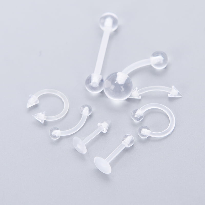 8Pcs Transparent Clear Acrylic Nose Ear Lip Belly Flexible Body ...