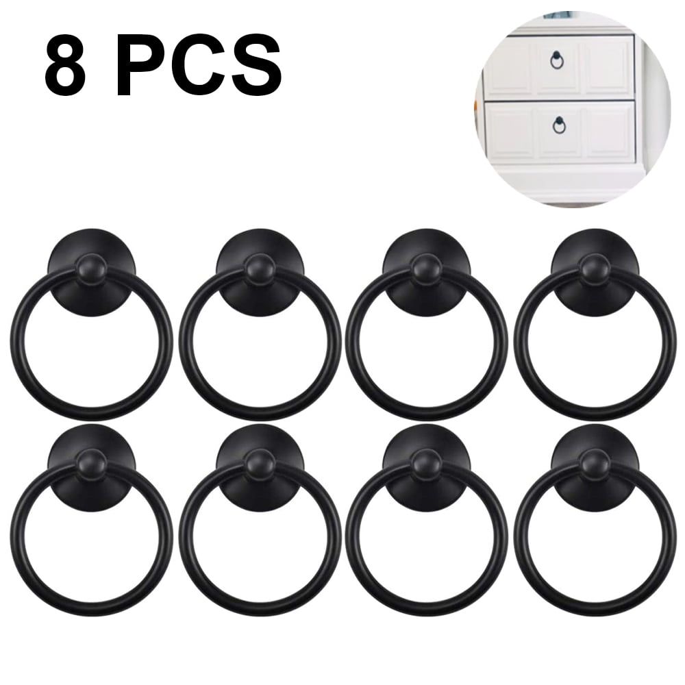 8Pcs Vintage Cabinet Ring Knobs Round Antique Drawer Pulls Handle For ...