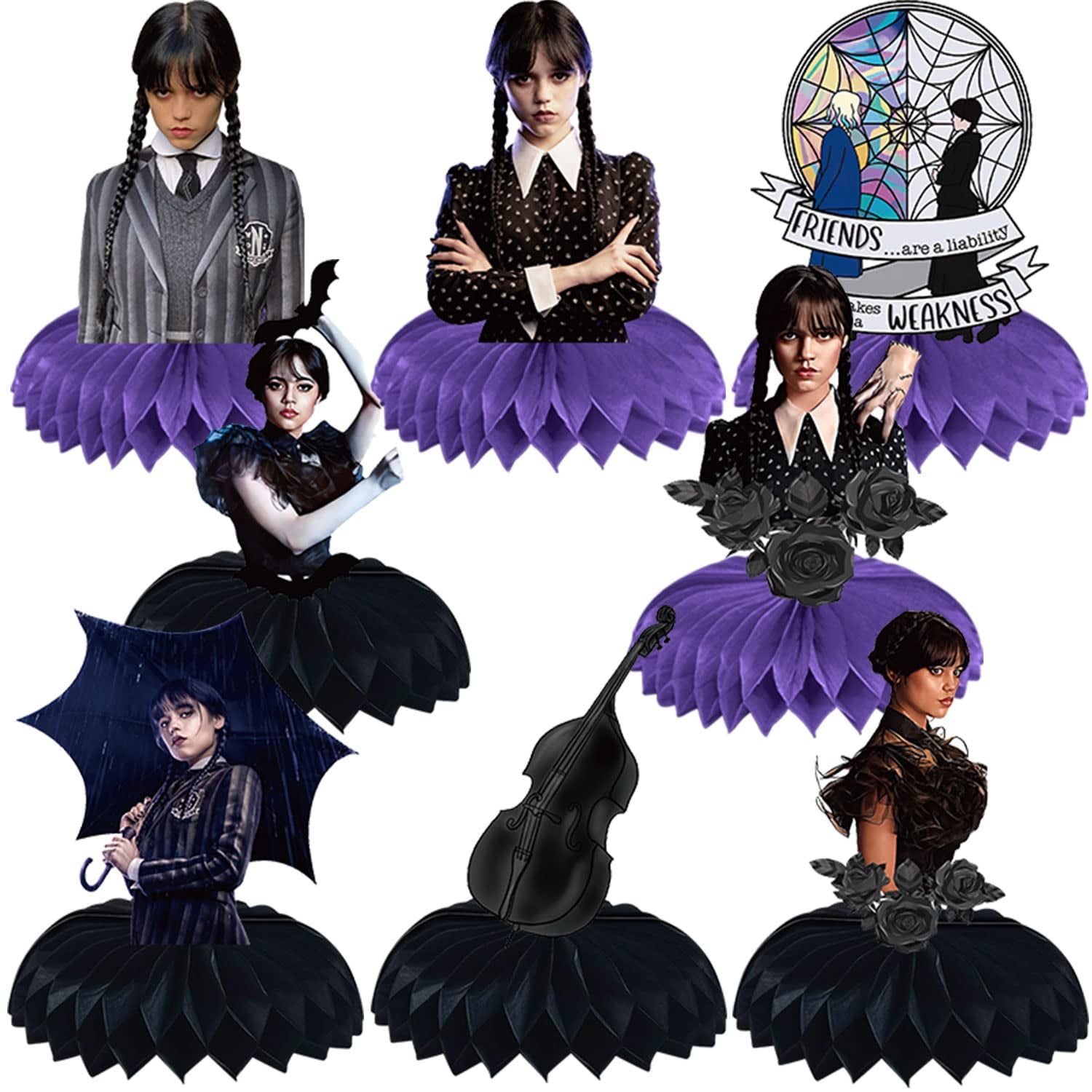 8Pcs Wednesday Addams Party Decorations, Wednesday Addams Theme ...