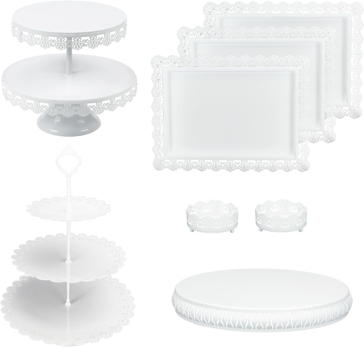 8Pcs White Cake Stand Set, 14 Inch Round Cake Stand, Displays for ...