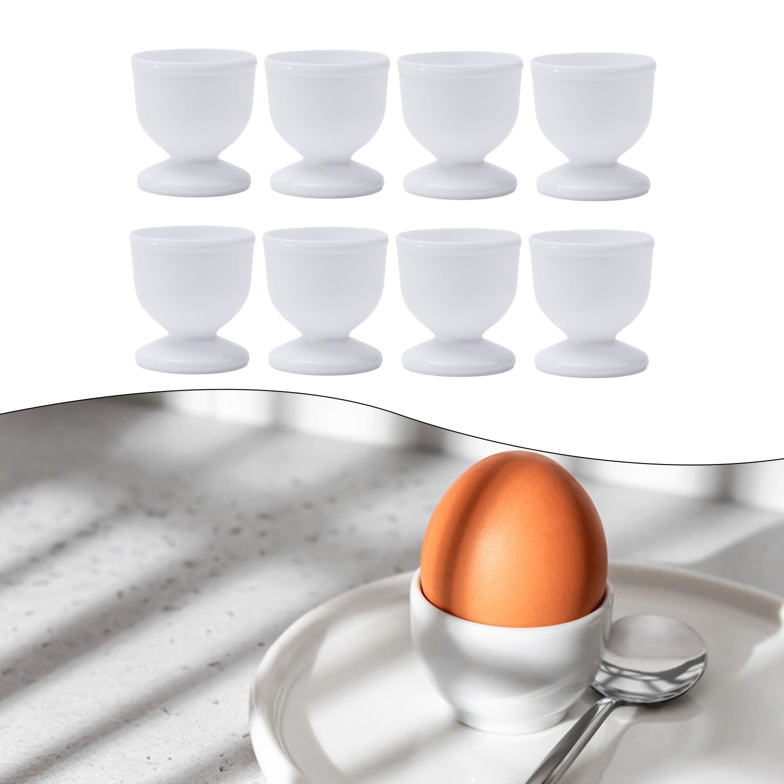 8Pcs White Egg Cups Holders Soft Hard Boiled Egg Cups For Breakfast ...