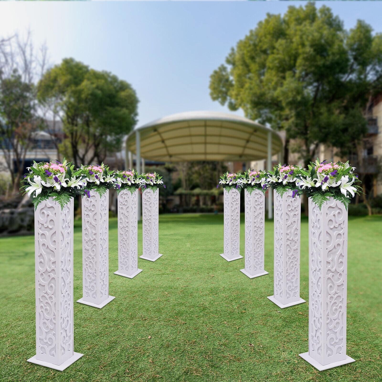 8Pcs White Flower Columns LED Elegant Wedding Column Pillar Decoration ...
