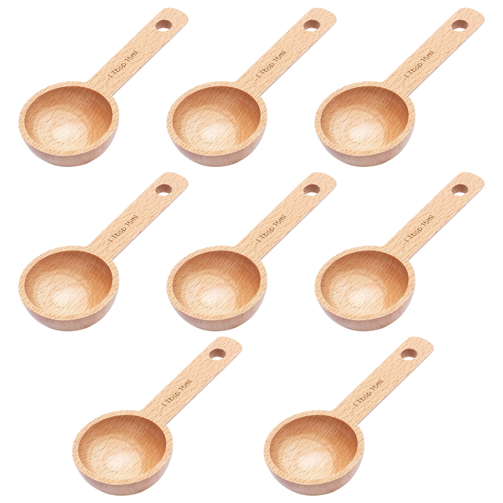 8Pcs Wood Coffee Scoops 15ml Coffee Measure Scoop Smooth Wood Measuring ...