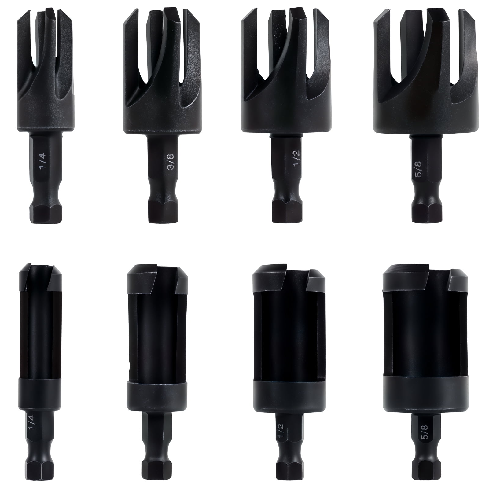 8Pcs Wood Plug Cutter Drill Bit Set Imperial High Carbon Steel 1/4 Inch ...