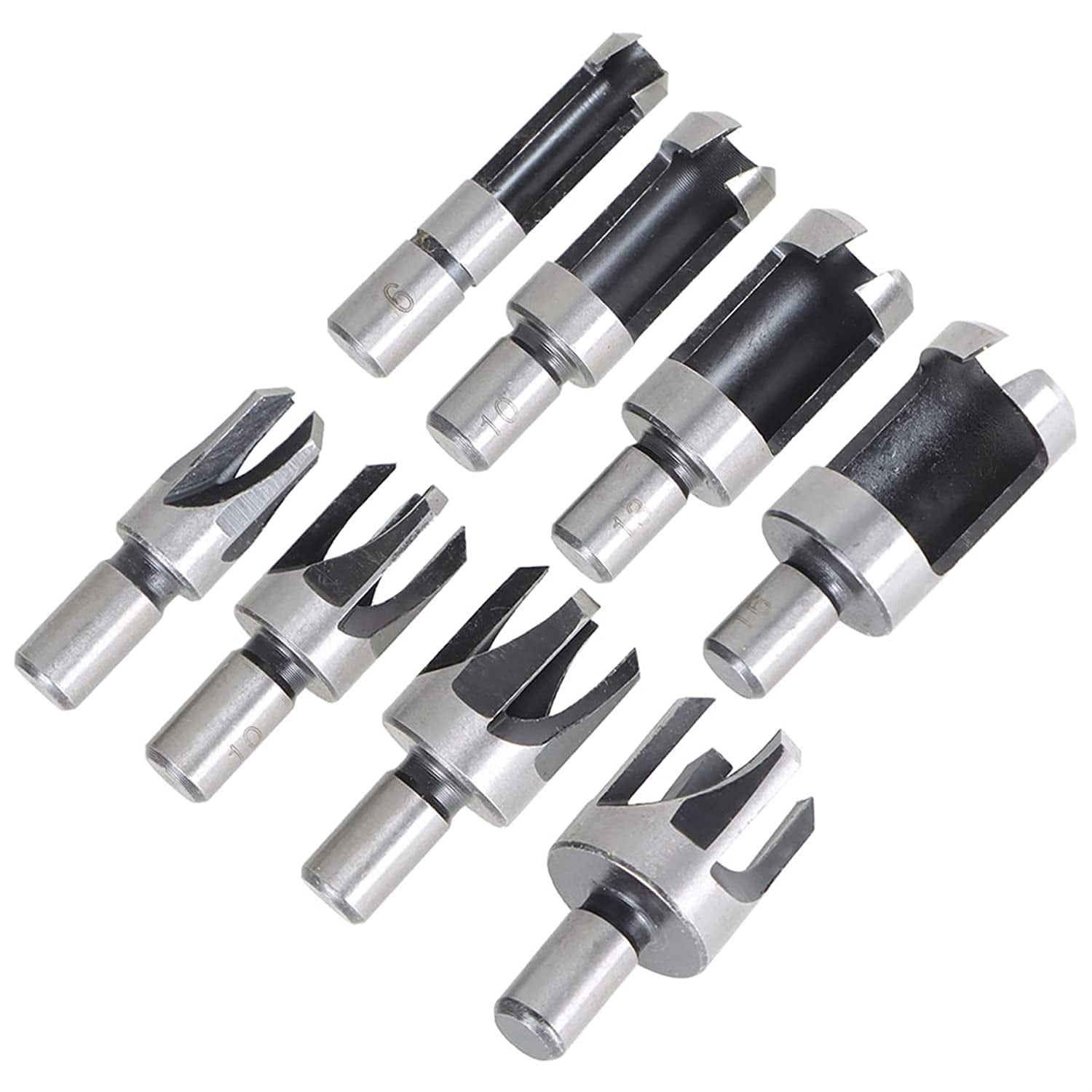8Pcs Wood Plug Cutter Drill Bit Straight and Taper Claw Tool Set for ...