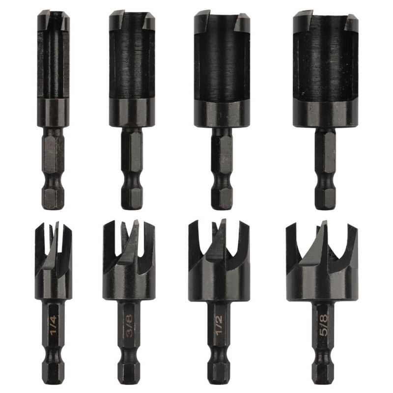 8Pcs Wood Plug Hole Cutter Dowel Maker Cutting Shank Drill Bit Set ...