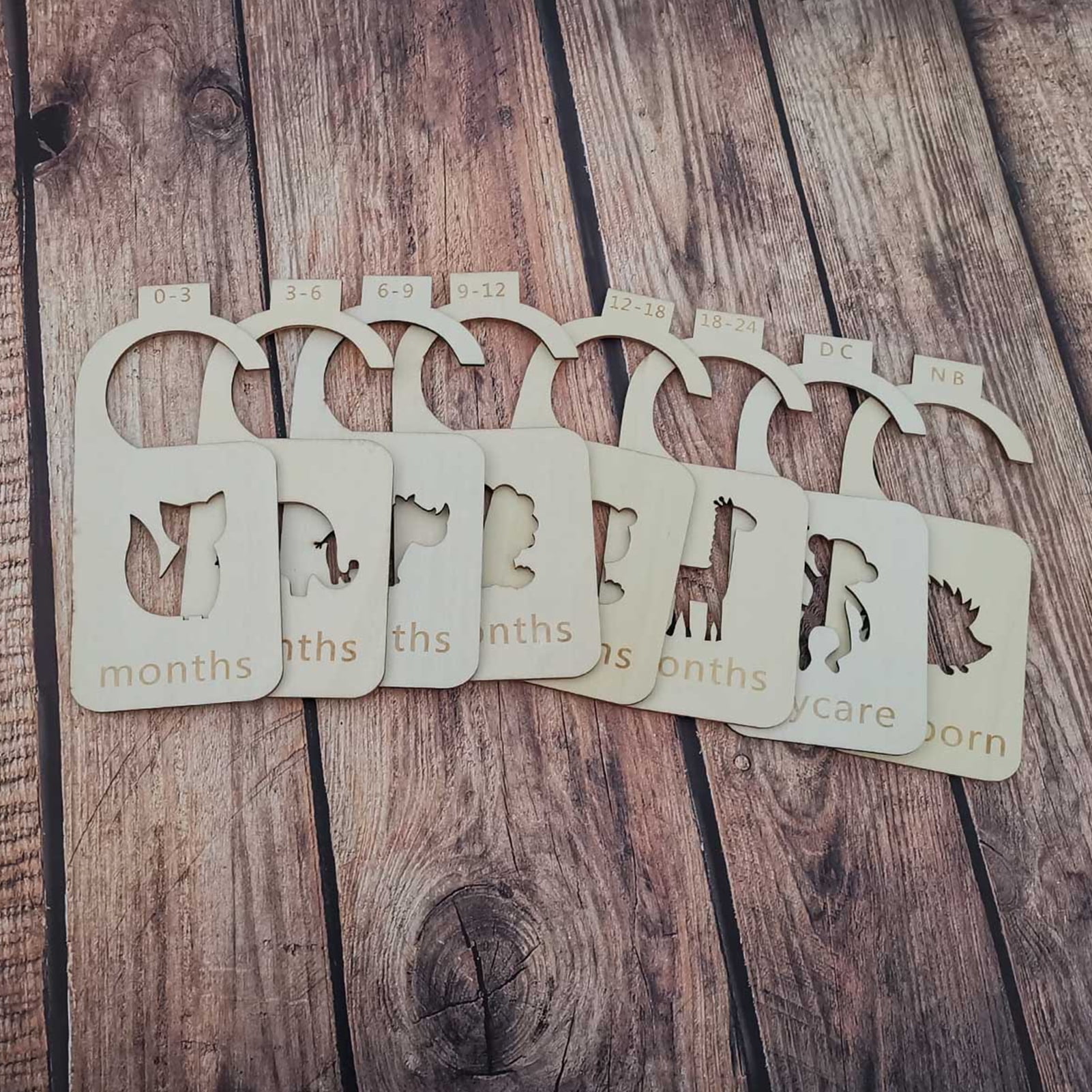 8Pcs Wooden Animals Baby Closet Divider,Upgrade NB to 24 Months Baby ...