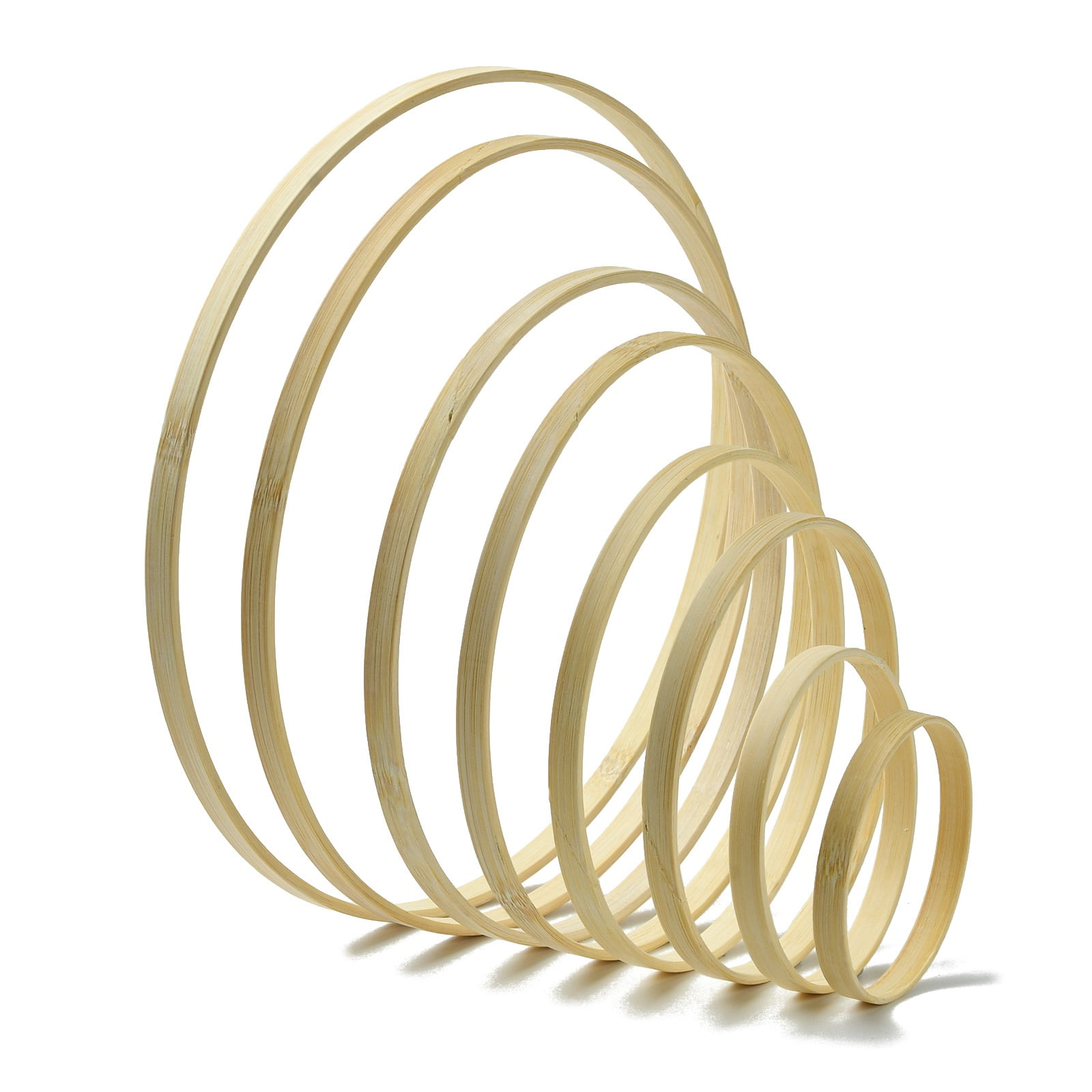 8Pcs Wooden Bamboo Floral Hoop Set Macrame Craft Rings Dream Catcher ...