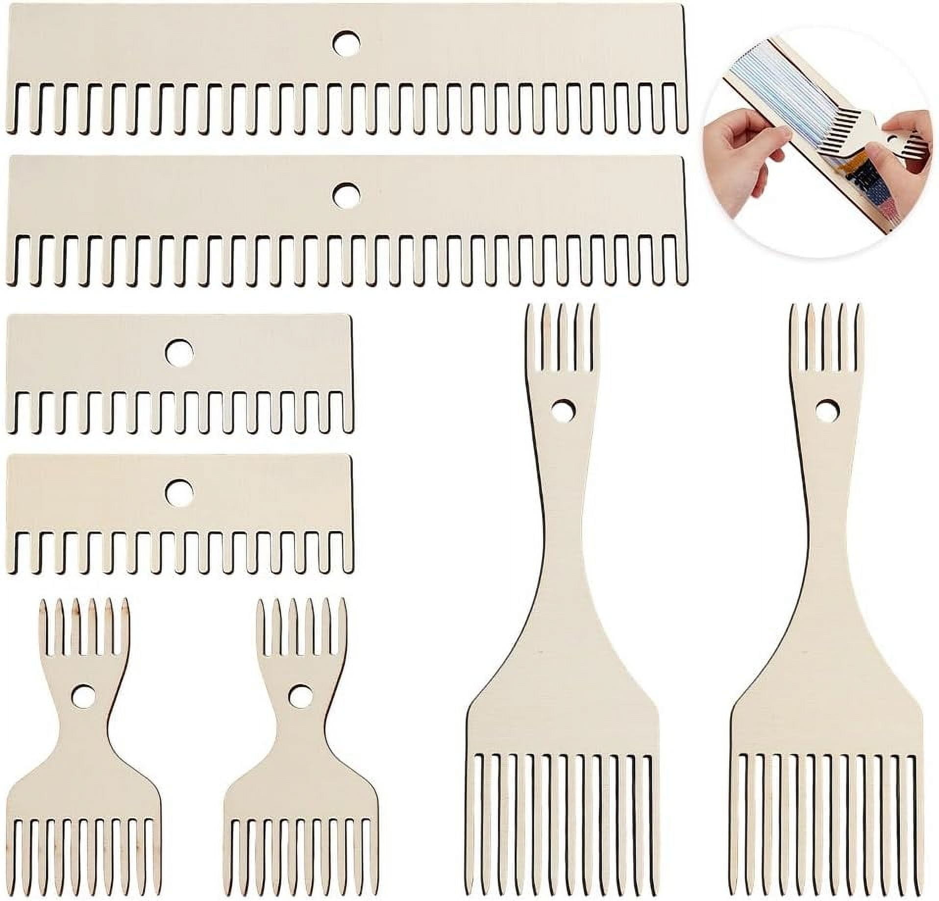 8Pcs Wooden Weaving Loom Comb 4 Style Tapestry Beater Comb Double Ended ...