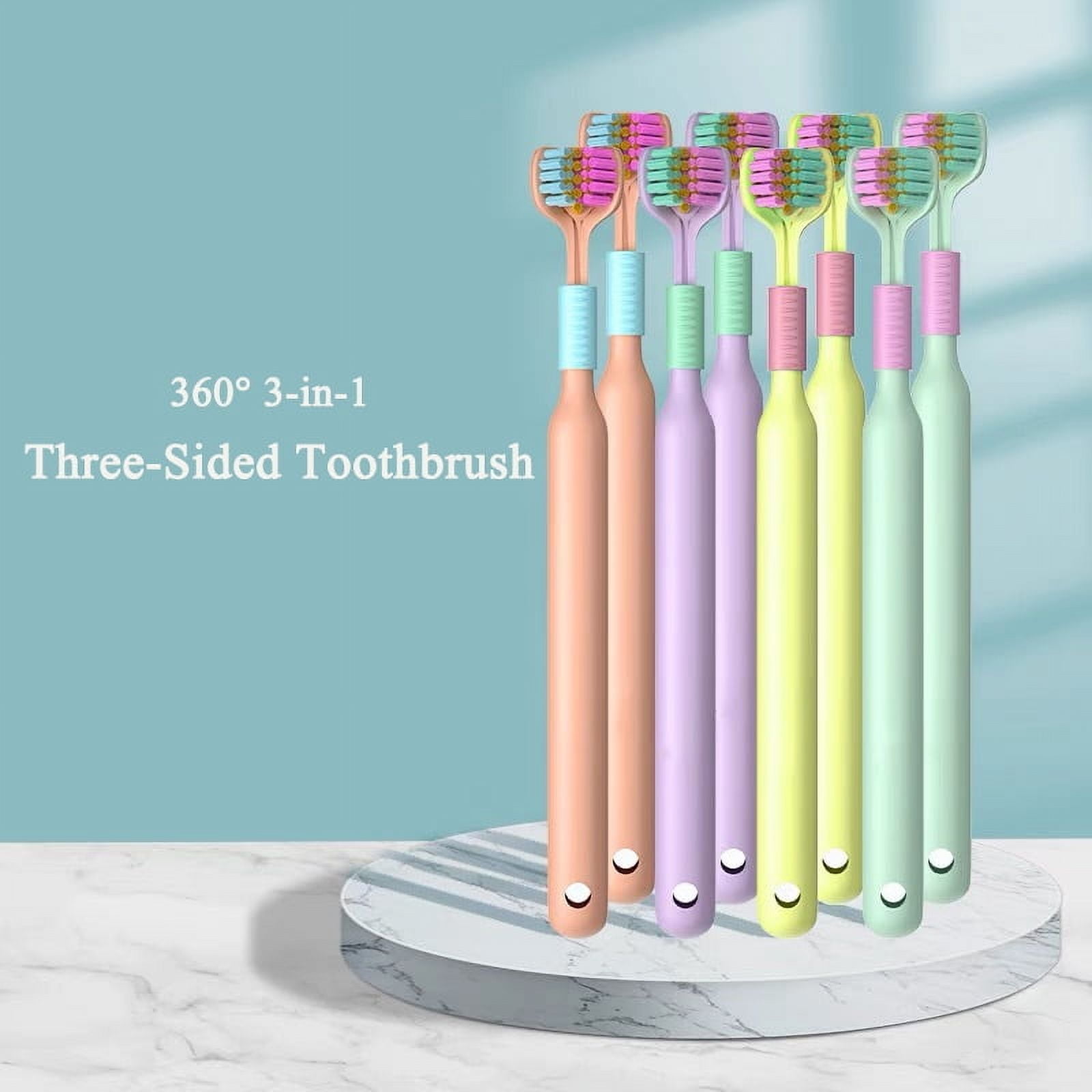 8Pcs/set Three Sided Toothbrush Soft Bristle Tooth brush Ultra Fine ...