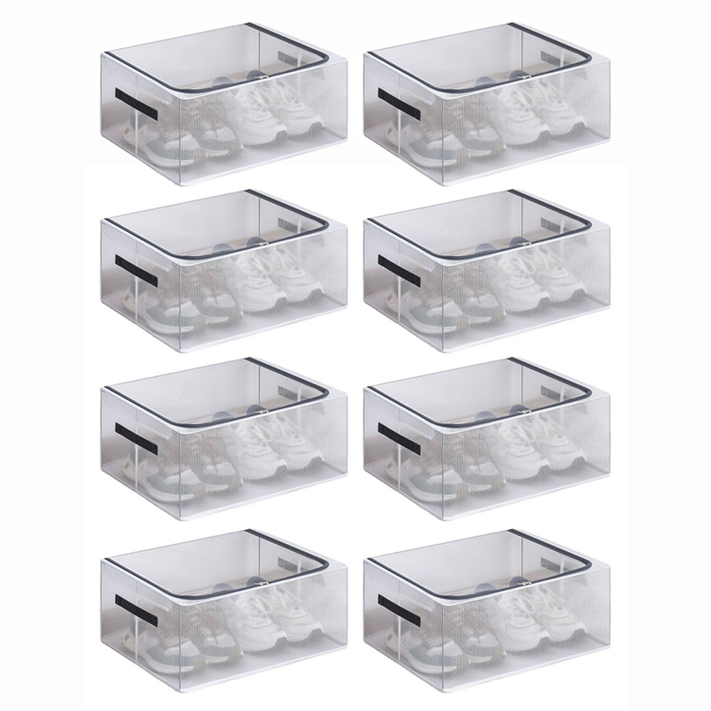 8Pieces Transparent Iron Frame Shoe Boxes, Fully Transparent Shoe ...