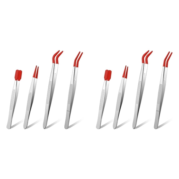 8Pieces Tweezers with Rubber Tips Tweezers PVC Coated Tweezers Set ...