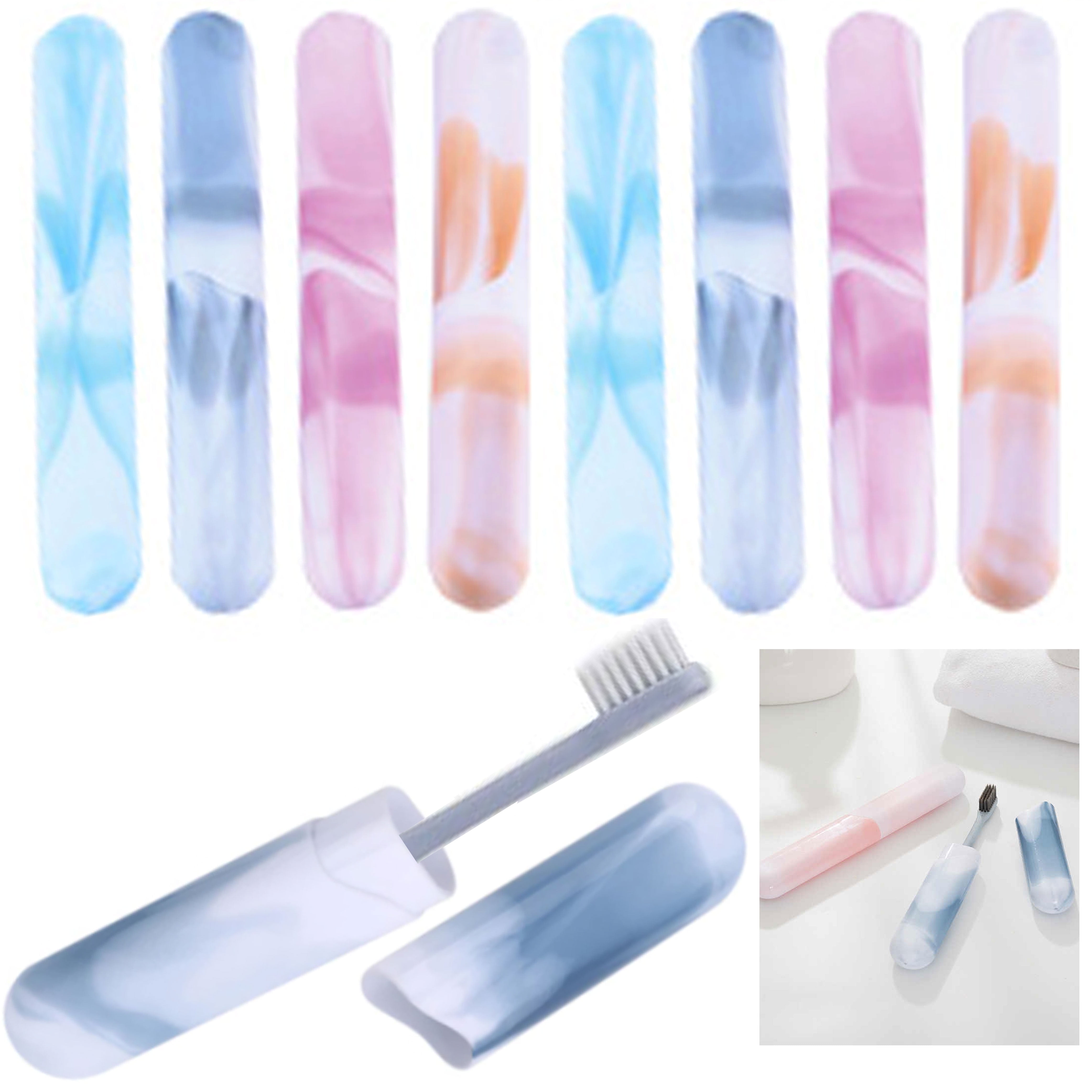 8Pk Toothbrush Holder Ventilated Hole Portable Travel Case Container ...