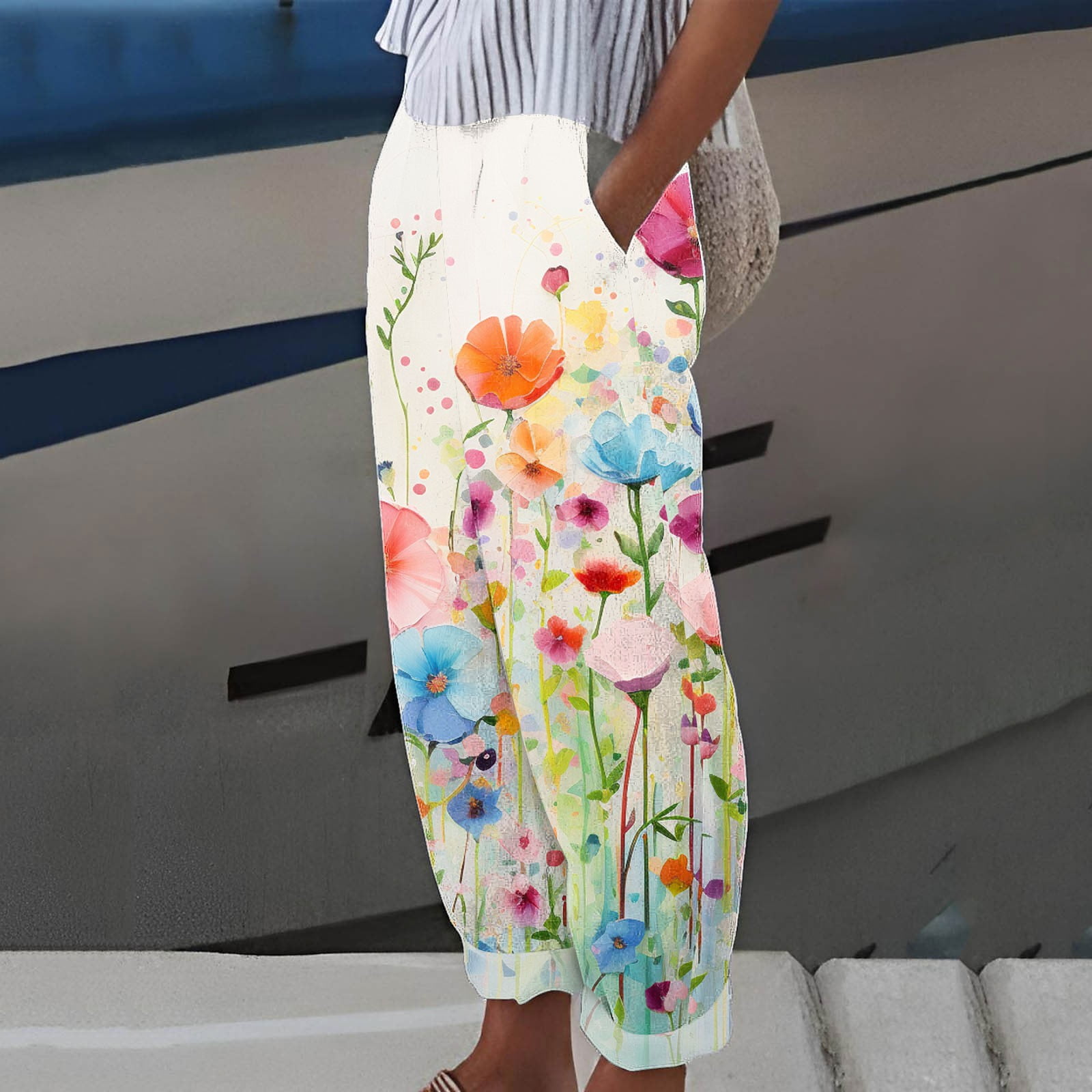 8qida Fashion Womens Casual Pants Plus Size Women Fashion Elastic Waist