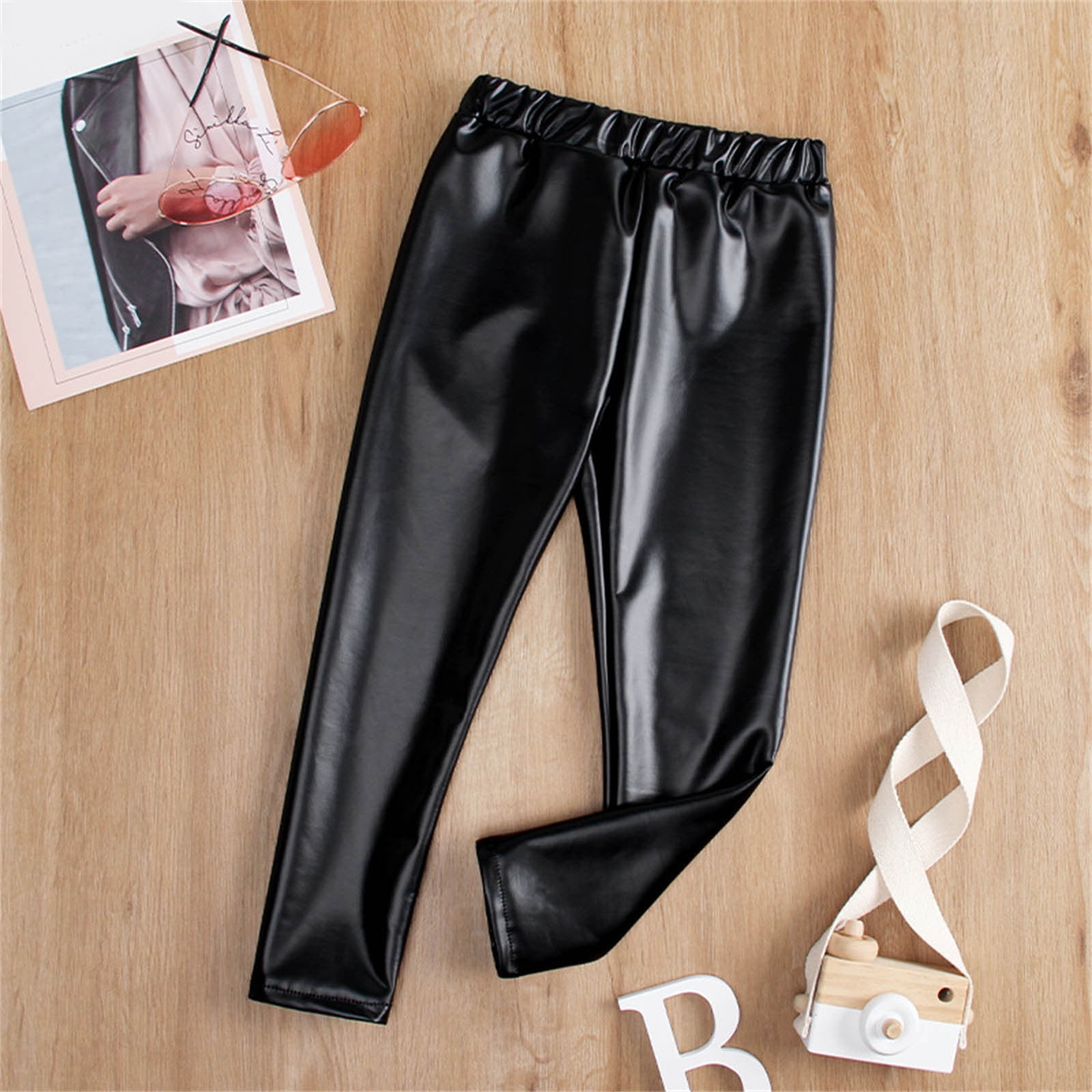 8QIDA Kids Toddler Baby Baby Girls Pu Leather Solid Pants Trousers ...