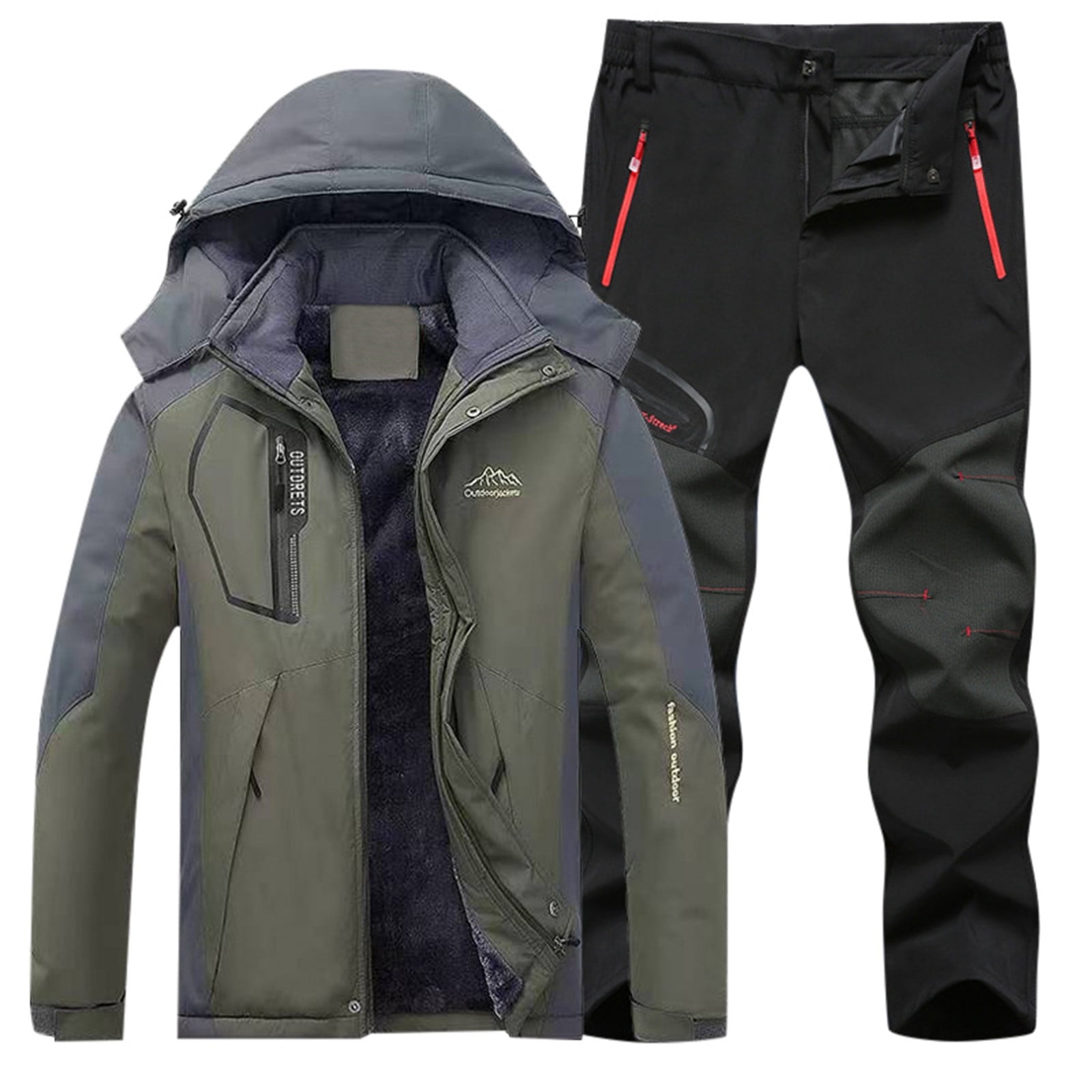 8qida Mens Suit Vests Champagne Male And Female Ski Wear Winter Windproof Hooded Jacket And