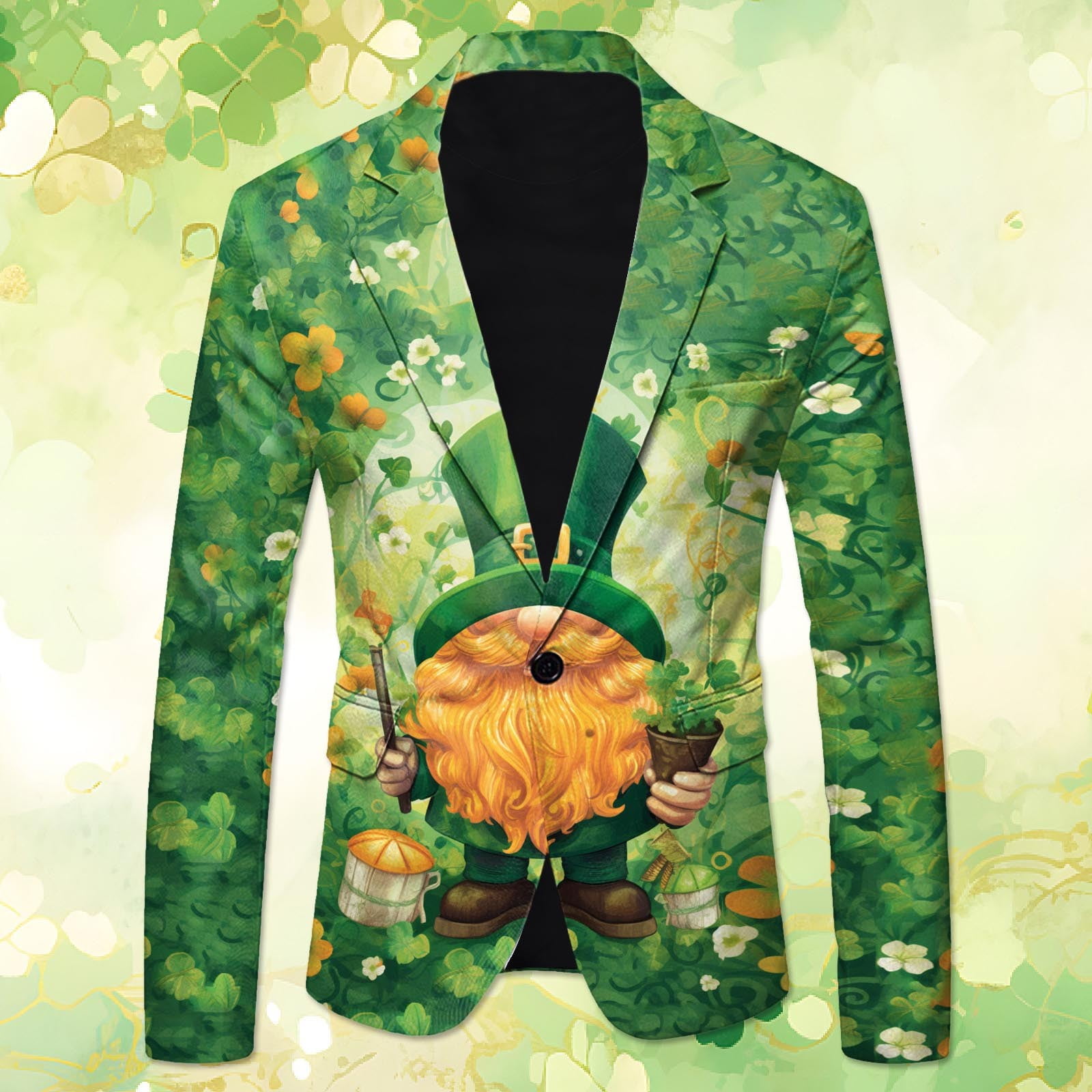 8QIDA Mens Suit Vest Slim Fit Mens St Patricks Day 3D Digital Printed ...