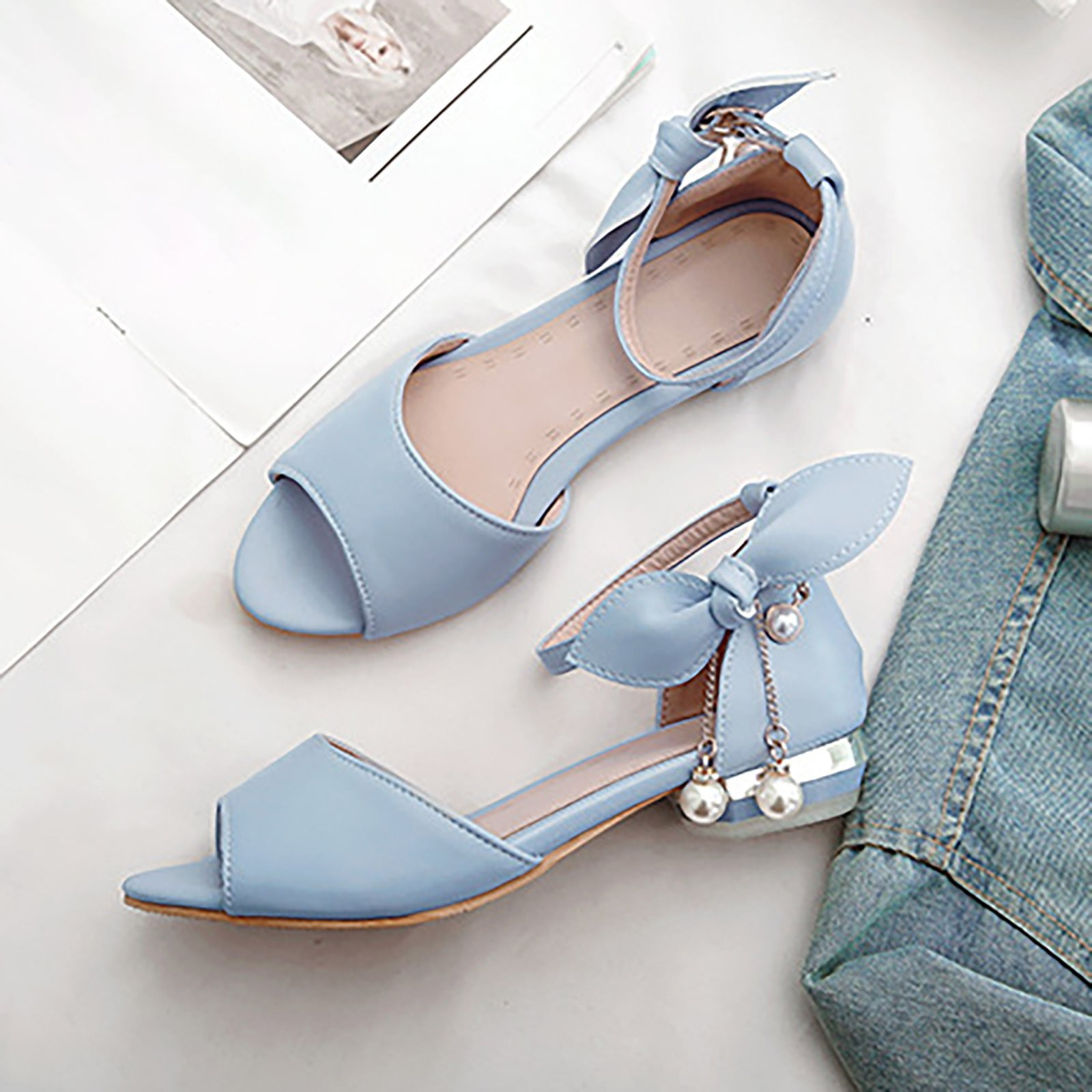 8QIDA Sandals Girls Size 3 Big Kid Big Kids Girl Roman Buckle Fish ...