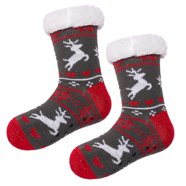 TeeHee Christmas Holiday Cozy Fuzzy Crew Socks 3-Pack for Women (Santa ...
