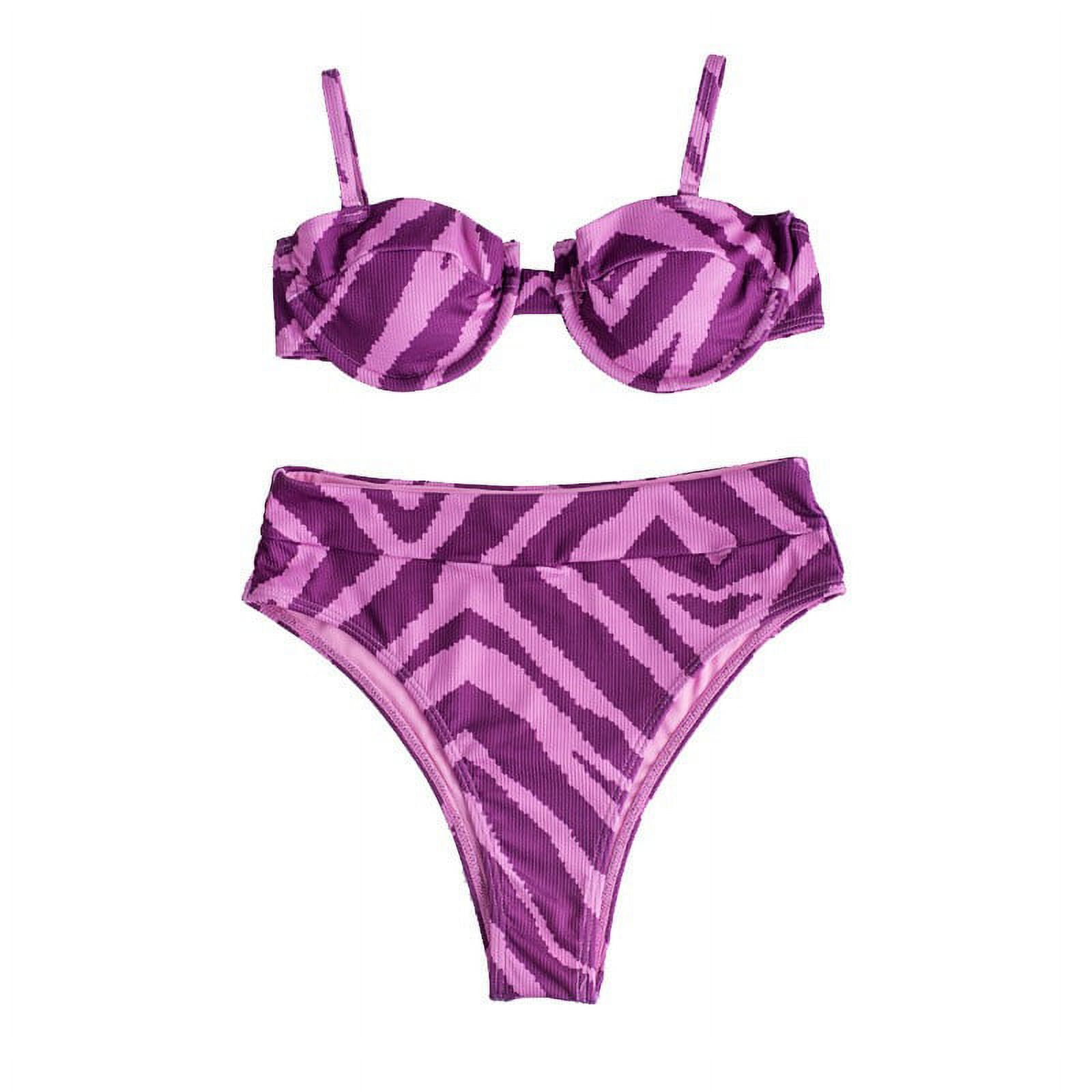 8qida Summer Bikini Underwear For Women Women Fashion Sexy Striped Printing Split Bikini Set
