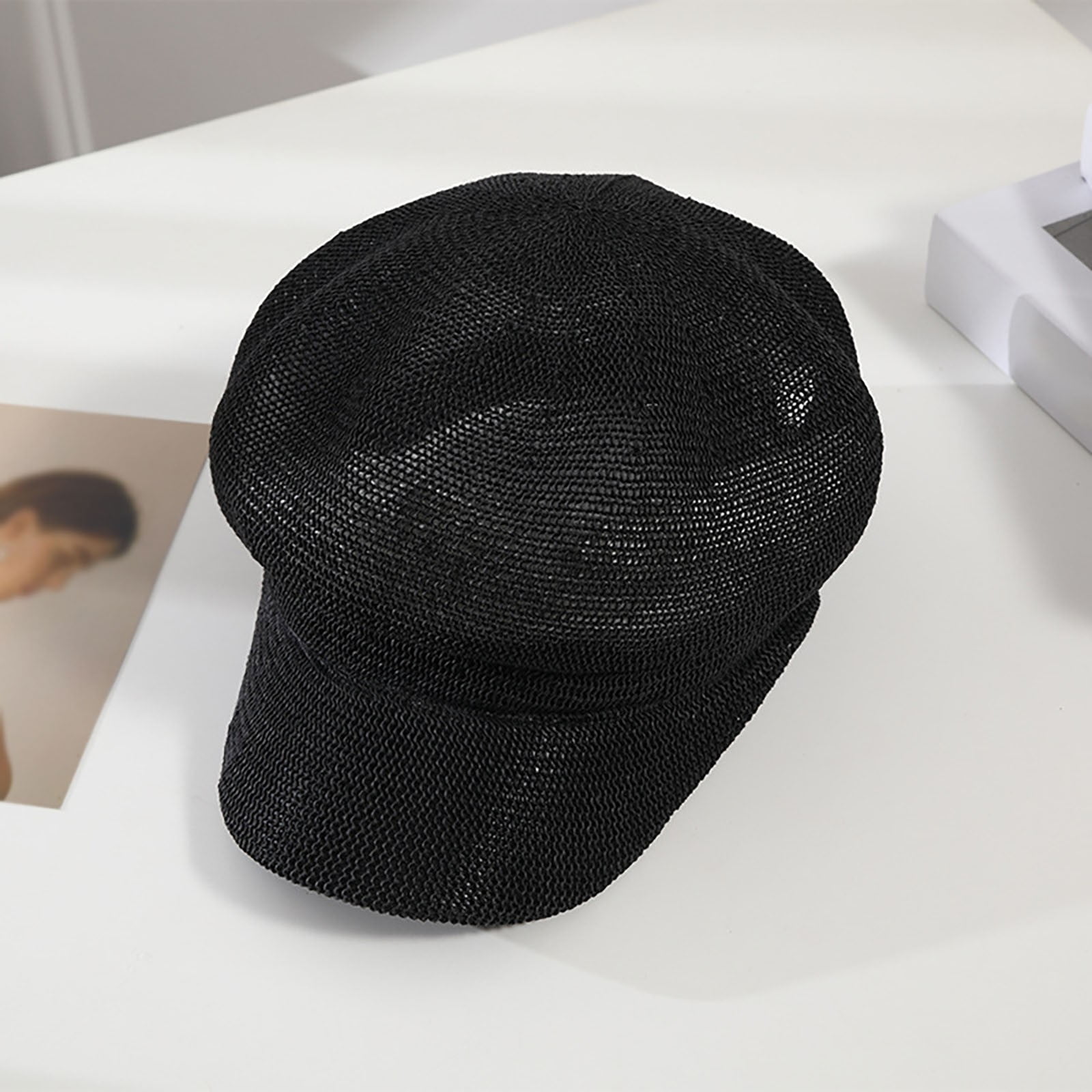 8QIDA Women's Papyrus Balloon Hat Plain Peaked Hat Sun Hat Bread Flat ...