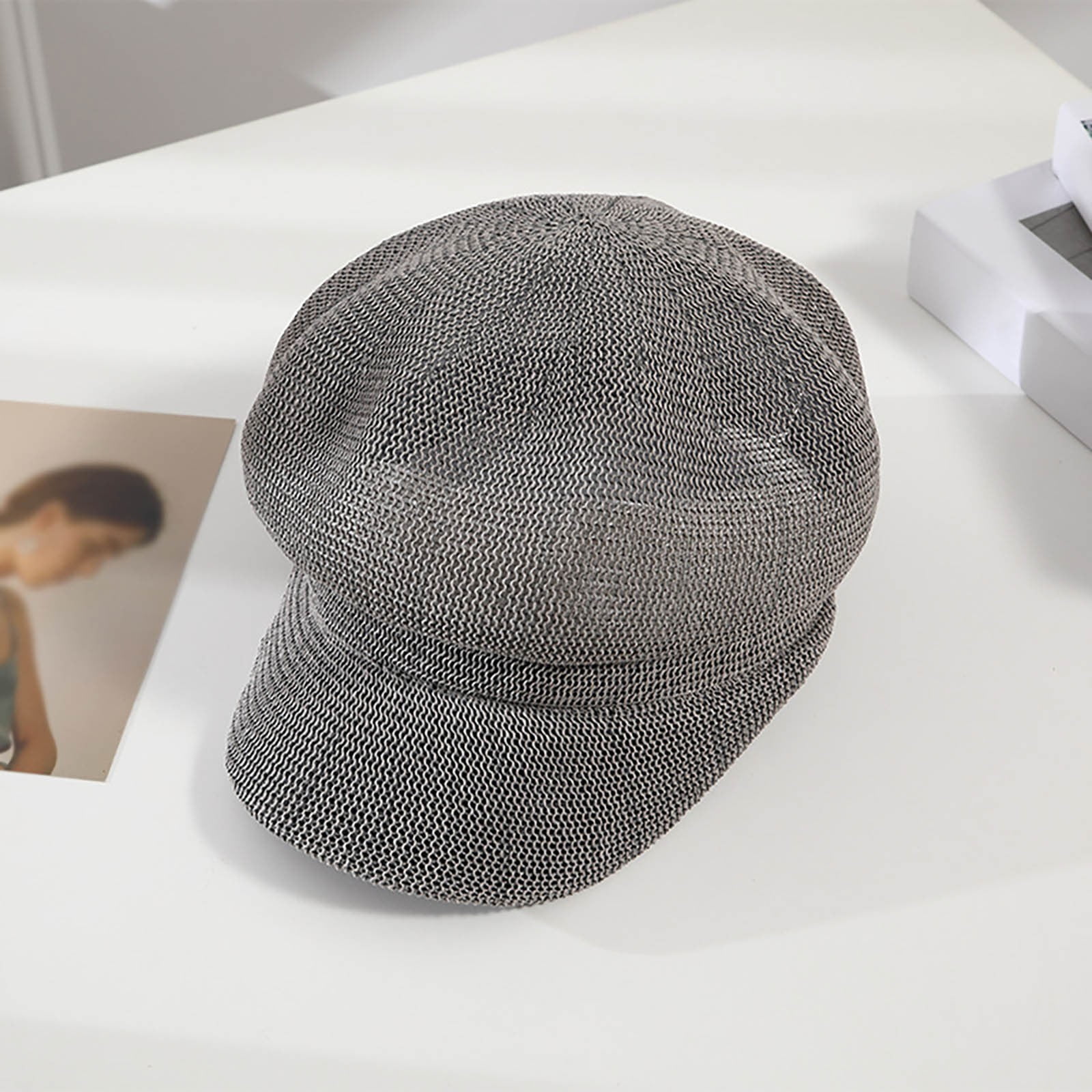 8QIDA Women's Papyrus Balloon Hat Plain Peaked Hat Sun Hat Bread Flat ...