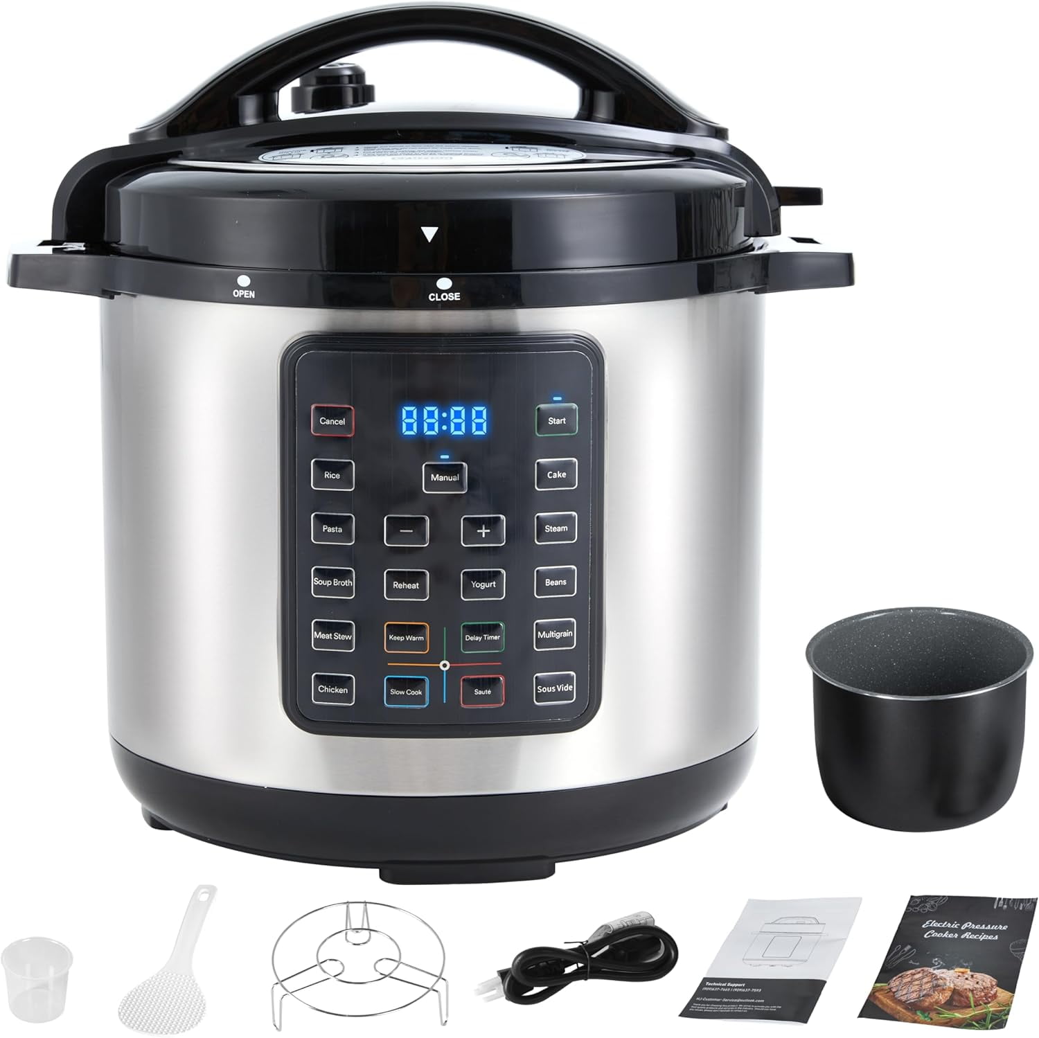 8QT 16-in-1 Multi Electric Pressure Cooker, Non-Stick Stainless Steel ...