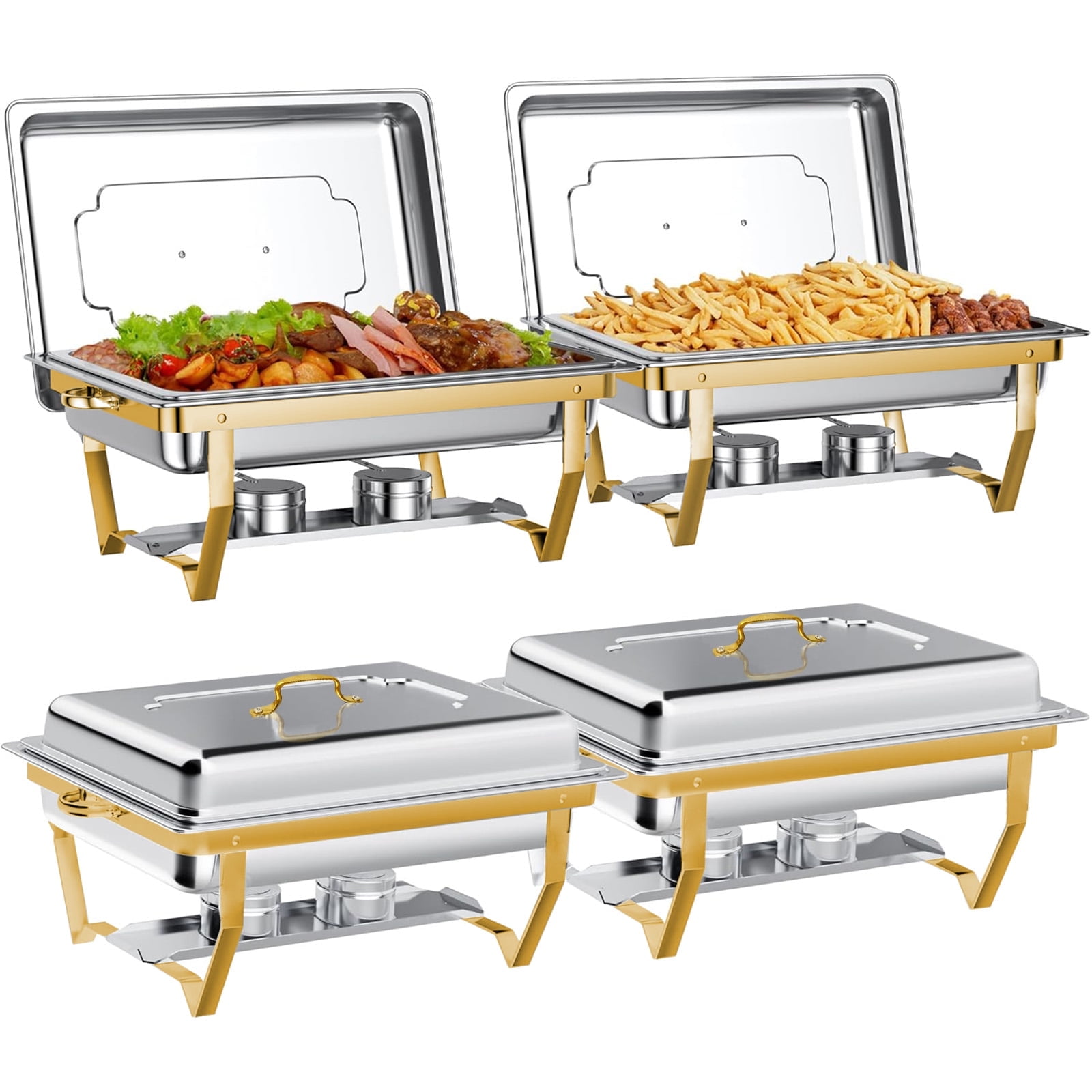 8QT-9QT Rectangular Semi-Gold-Plated Stainless Steel Chafing Dish ...