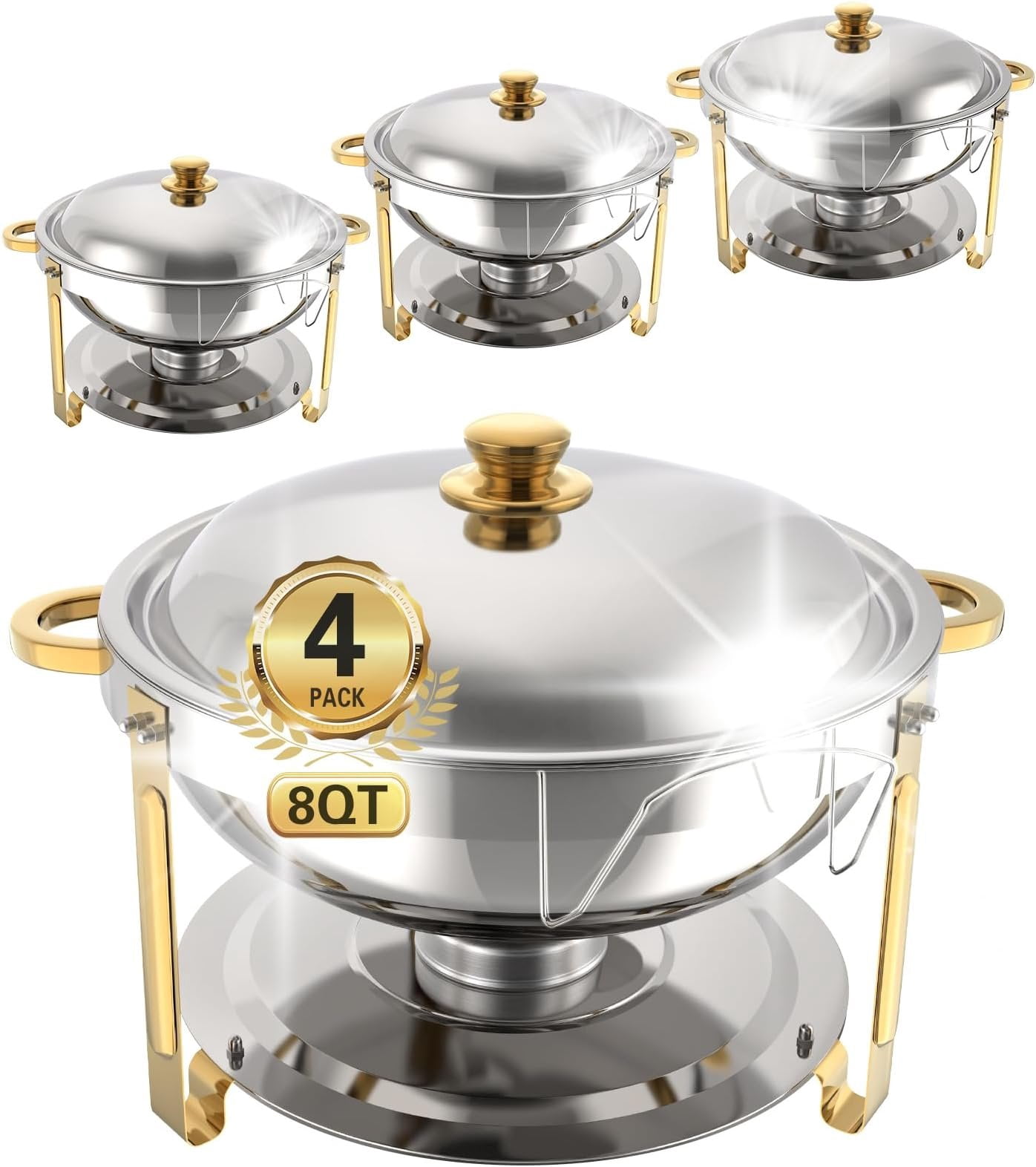 8QT Chafing Dishes for Buffet 4 Pack, Ultra-Large Capacity Warming ...