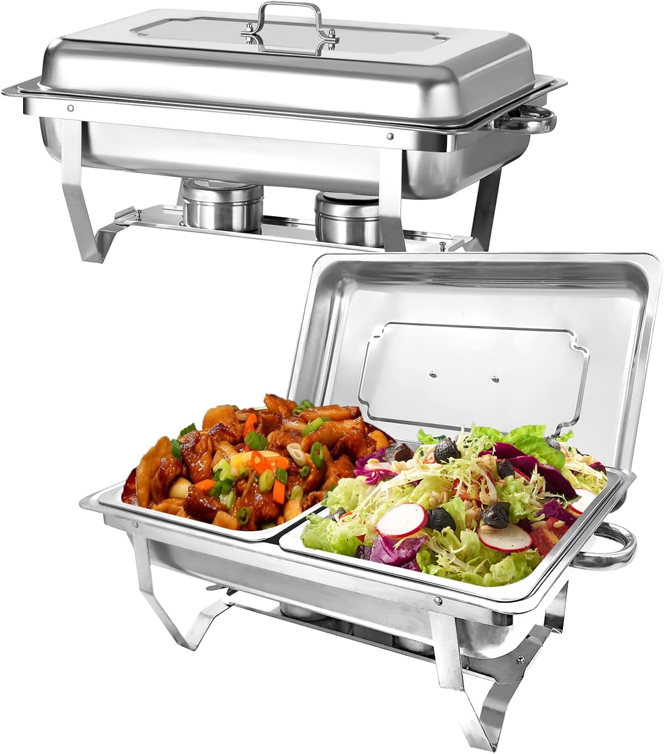 8QT Chafing Dishes for Buffet 2 Pack, Half Size Chafing Dish Buffet Set ...