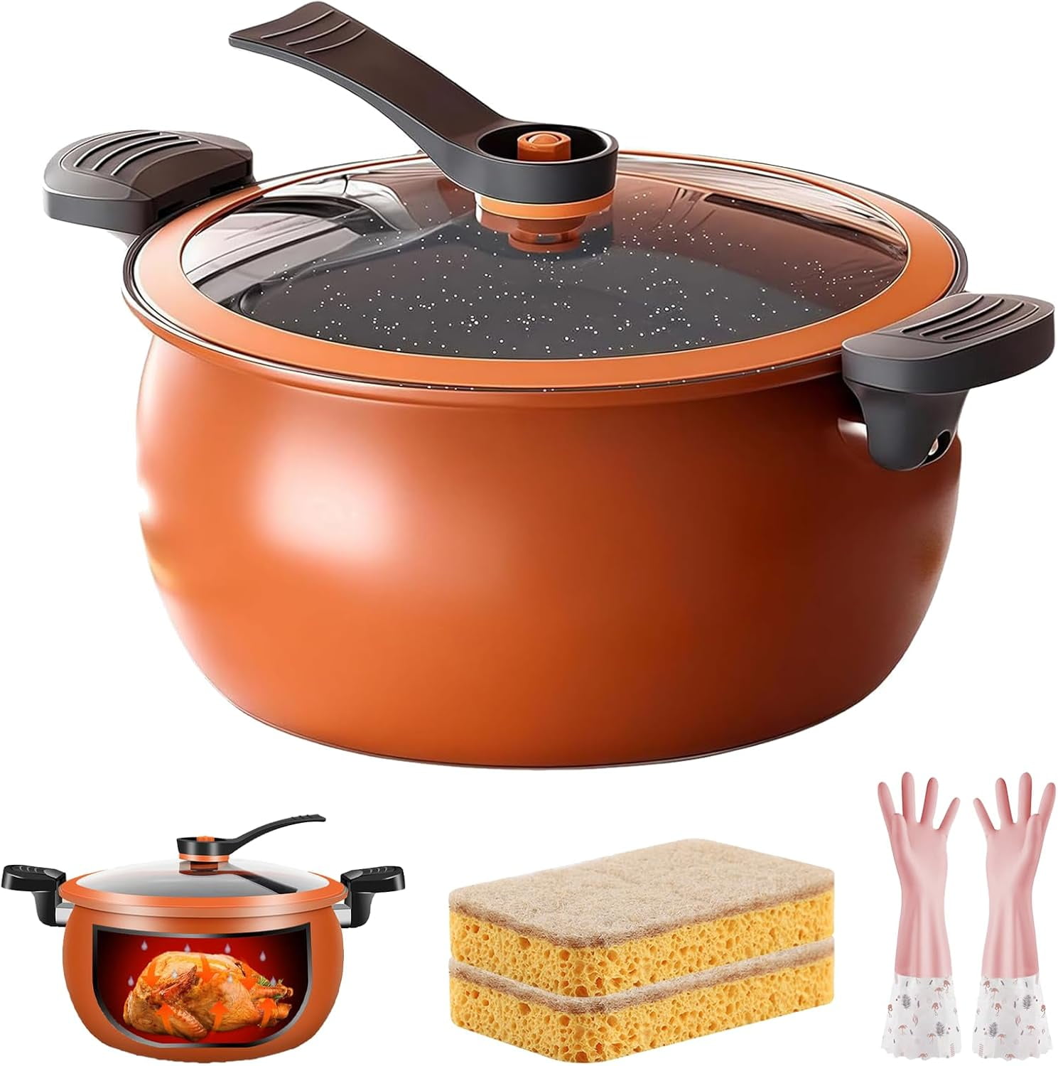 8QT Multifunctional Non-Stick Pressure Cooker, Large Capacity Fast ...