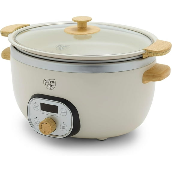 8QT Slow Cooker, Non-Toxic PFAS-Free Ceramic Nonstick Removable ...