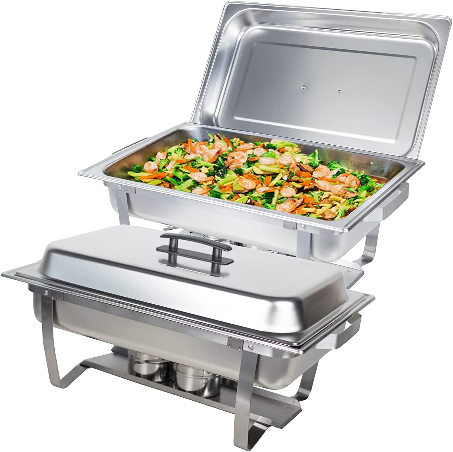 8QT Stainless Steel Chafing Dish Buffet Chafer Set with Foldable Frame ...