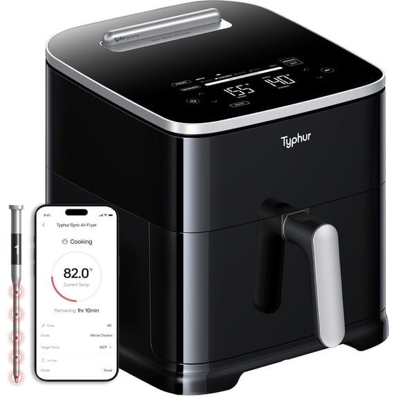 8QT Sync with Built-in Wireless Meat rmometer, 9-in-1 Smart Non Toxic ...