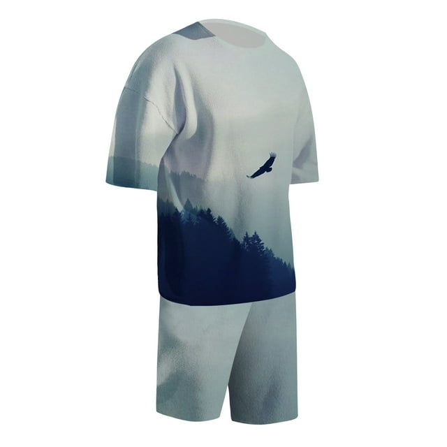 8qida Mens Suit Jacket Mens Short Suit 2 Piece Summer Sports Suit