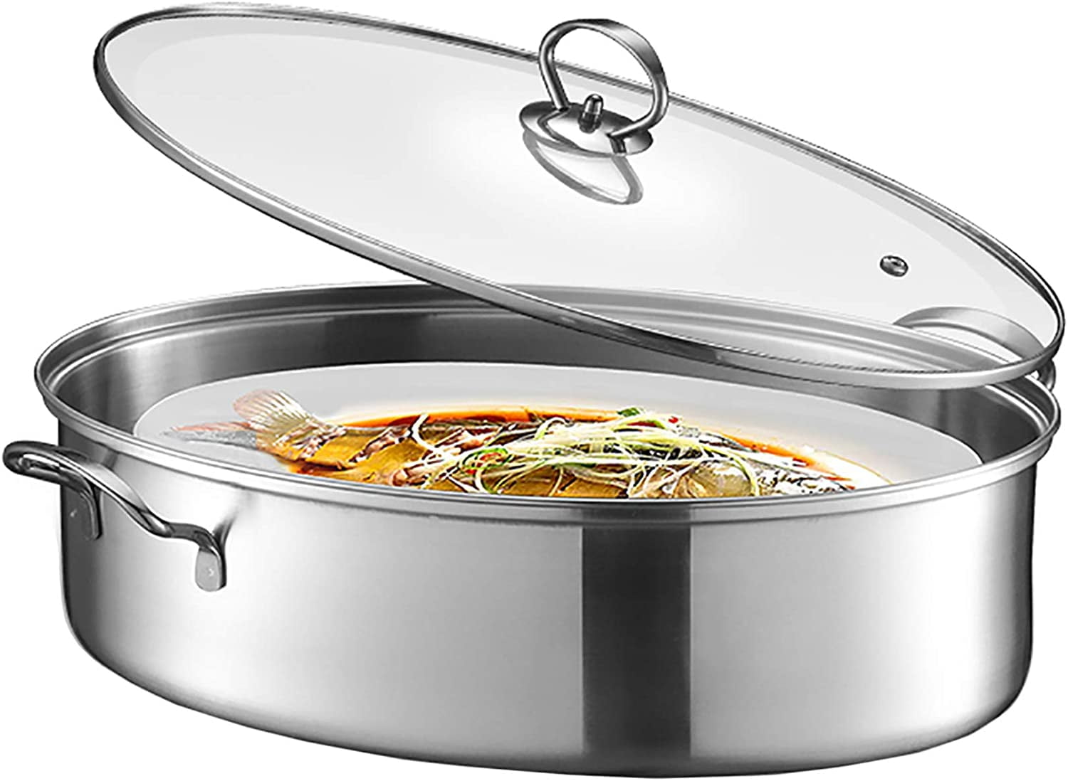 8Qt Stainless Steel Fish Steamer - Multi-Use Oval Cookware with Rack ...