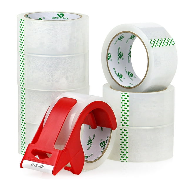 BOMEI PACK - 8 Rolls Packaging Tape with Dispenser, 2.4mil, 1.88inch x ...
