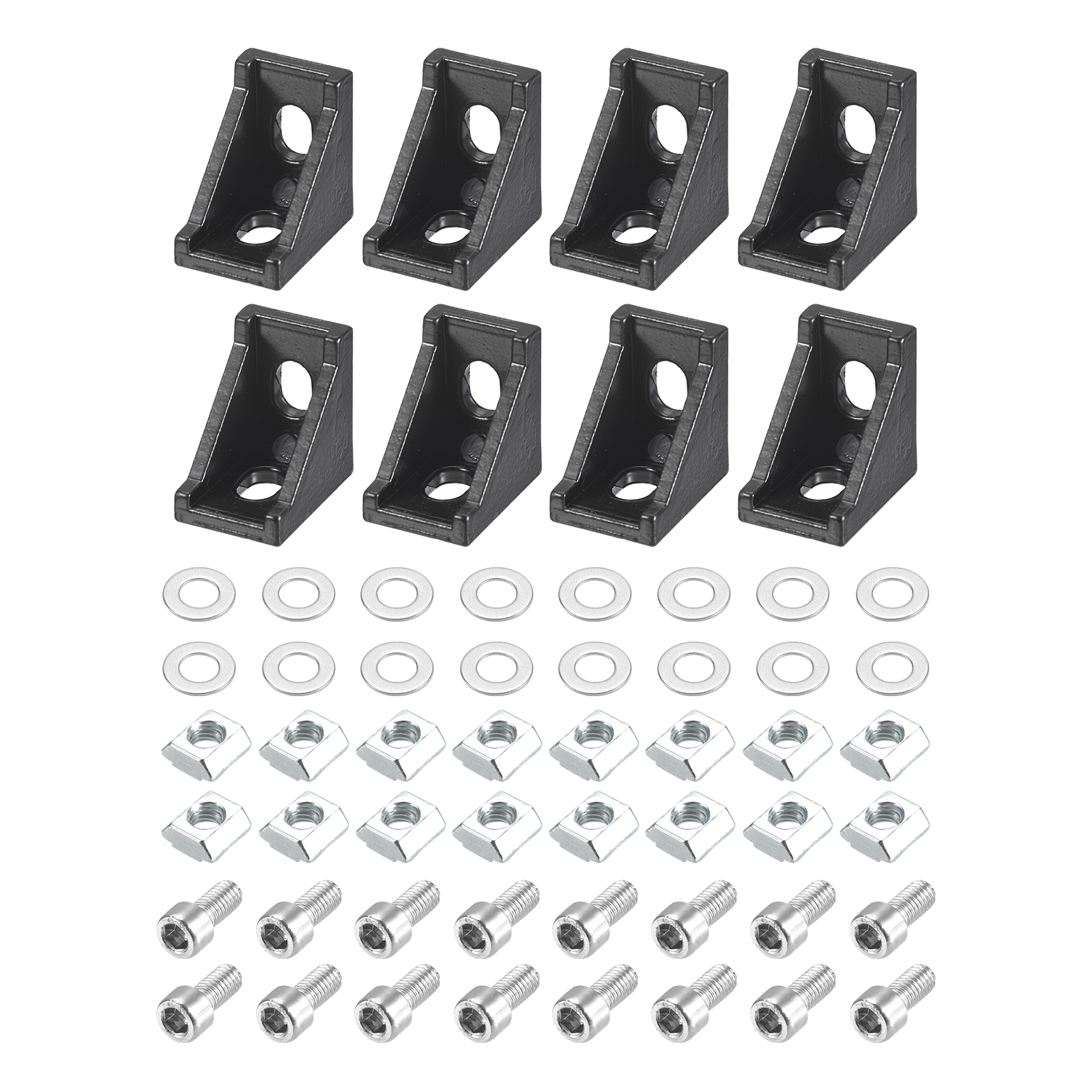 8Sets 2028 European Inside Corner Bracket Gusset Kits 28x28x20mm (Black ...