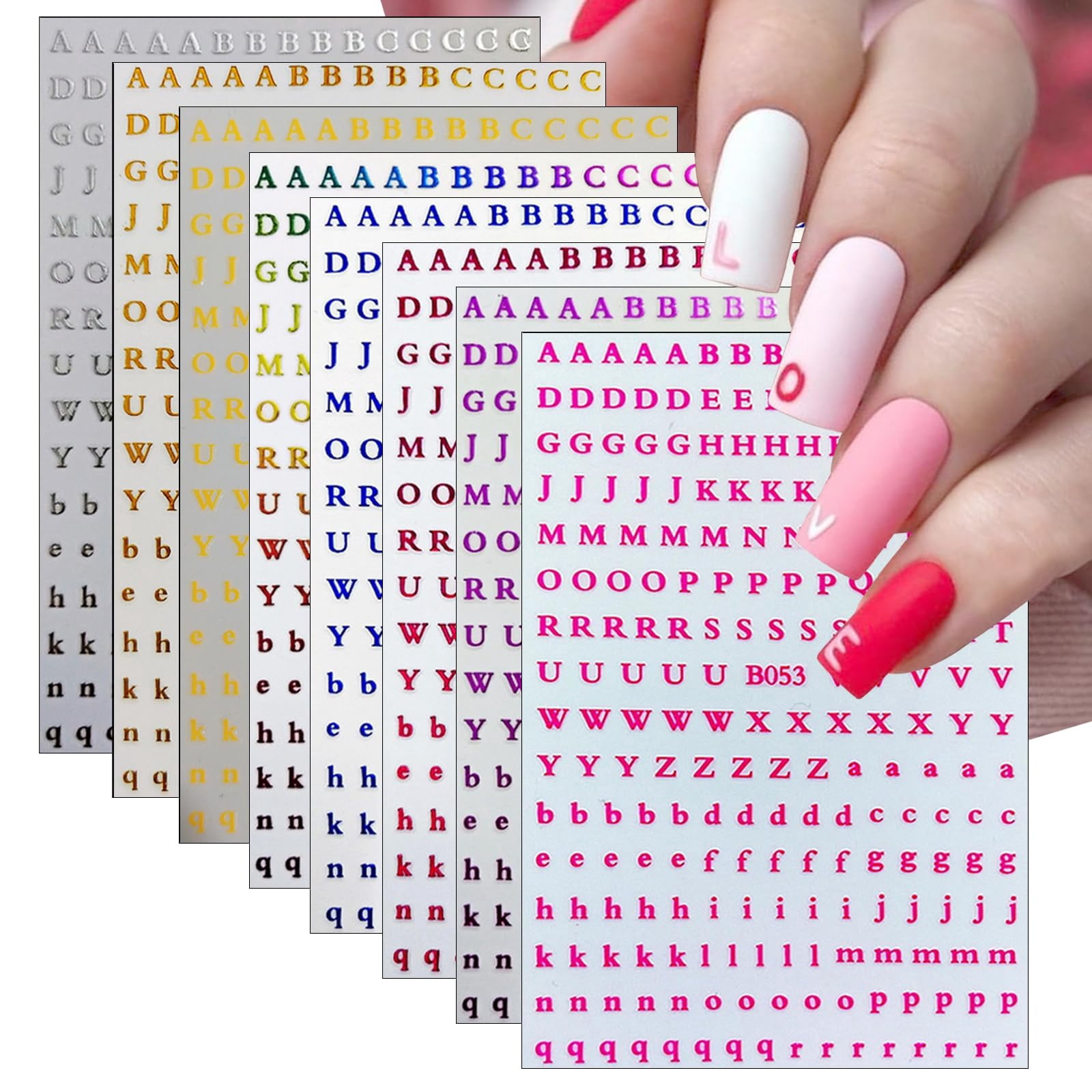 8Sheets Glitter Letter Art Stickers,3D Self-Adhesive Metallic Decals ...
