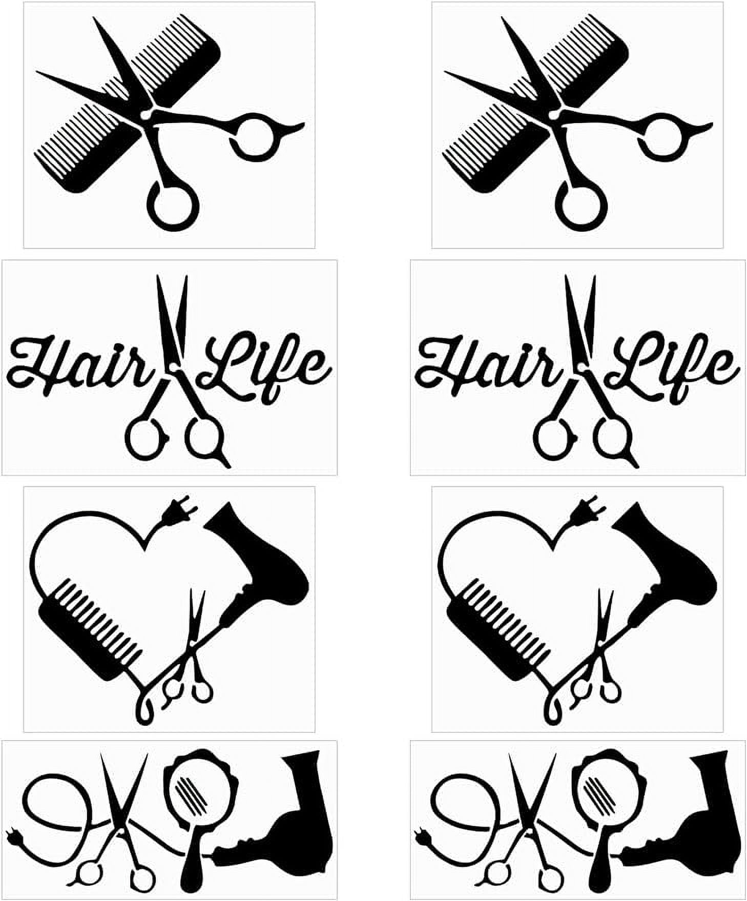 8Sheets Hair Stylist Decal Small Comb Stickers Self Adhesive Car ...