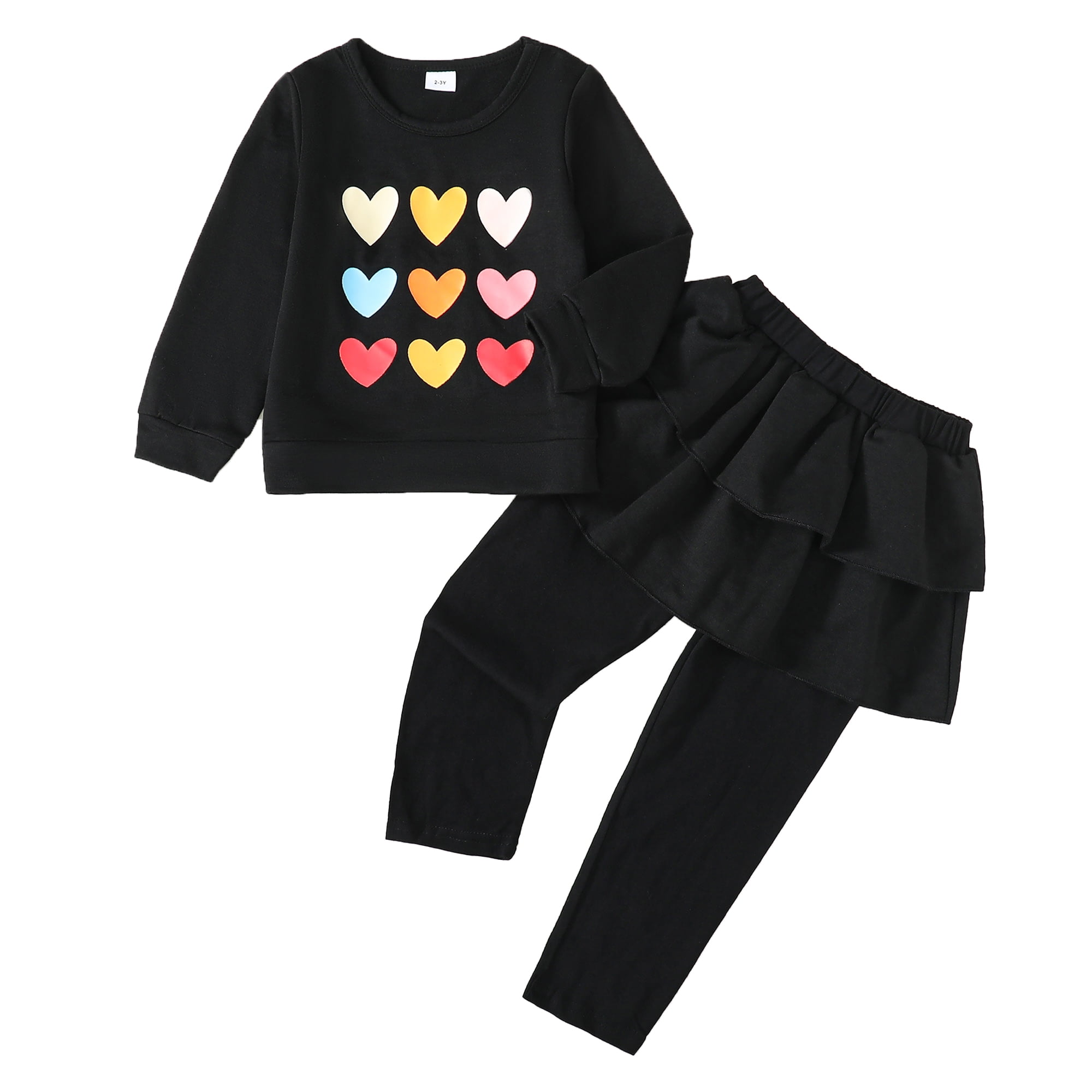 8T Big Girls Clothes 9 Years Girls 2PCS Fall Winter Outfits Set Heart ...