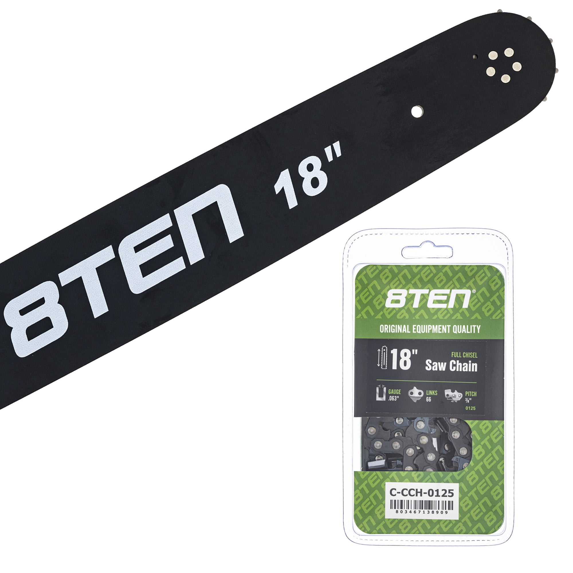 8TEN 18" Chainsaw Bar & Chain .063 3/8 66DL for Stihl Laminated ...