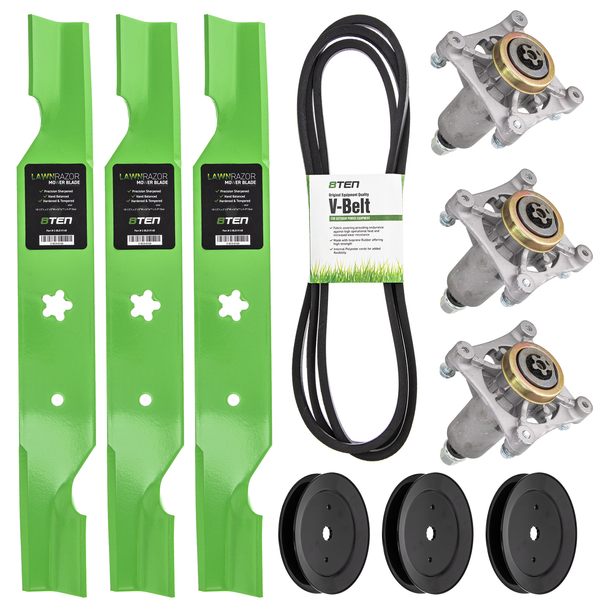 8TEN Blade Spindle Belt Pulley Kit for Husqvarna 532187281 54-inch Deck ...