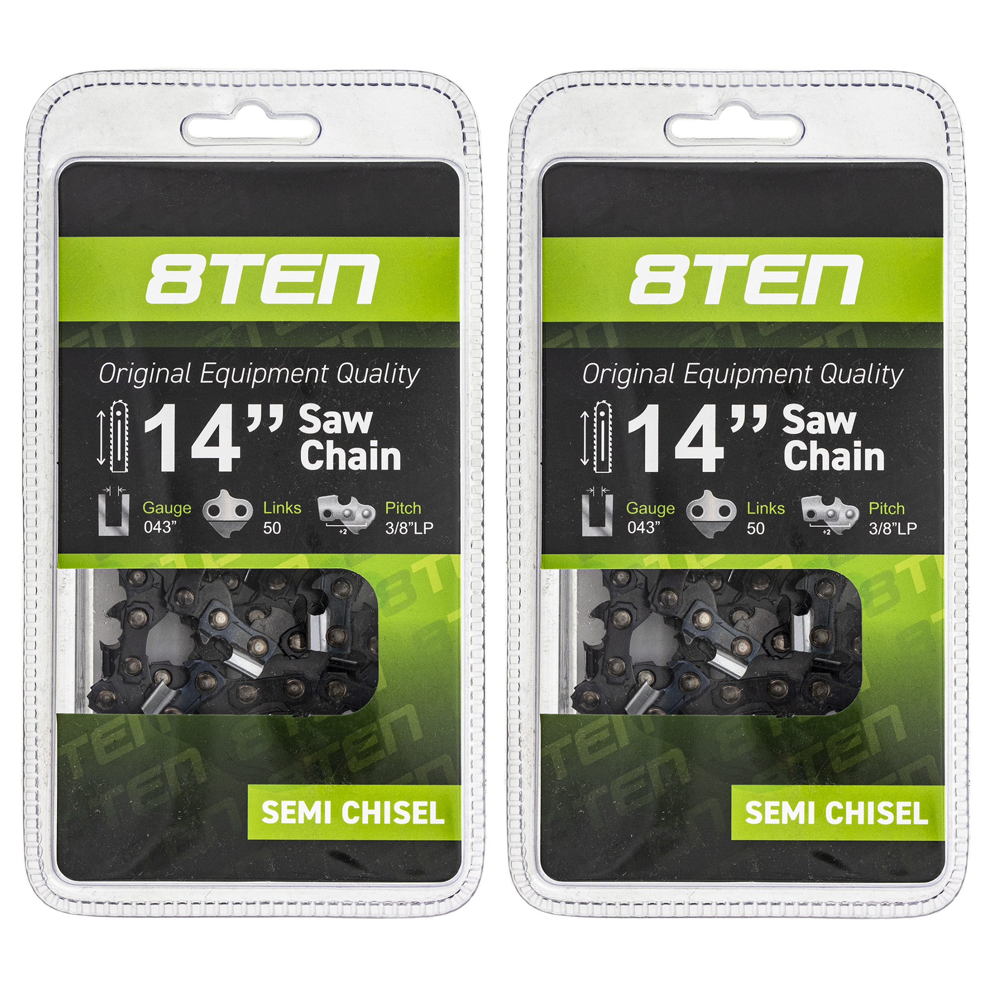 8TEN Chainsaw Chain 14 inch .043 3/8 LP 50DL for Husqvarna Stihl 2 Pack ...