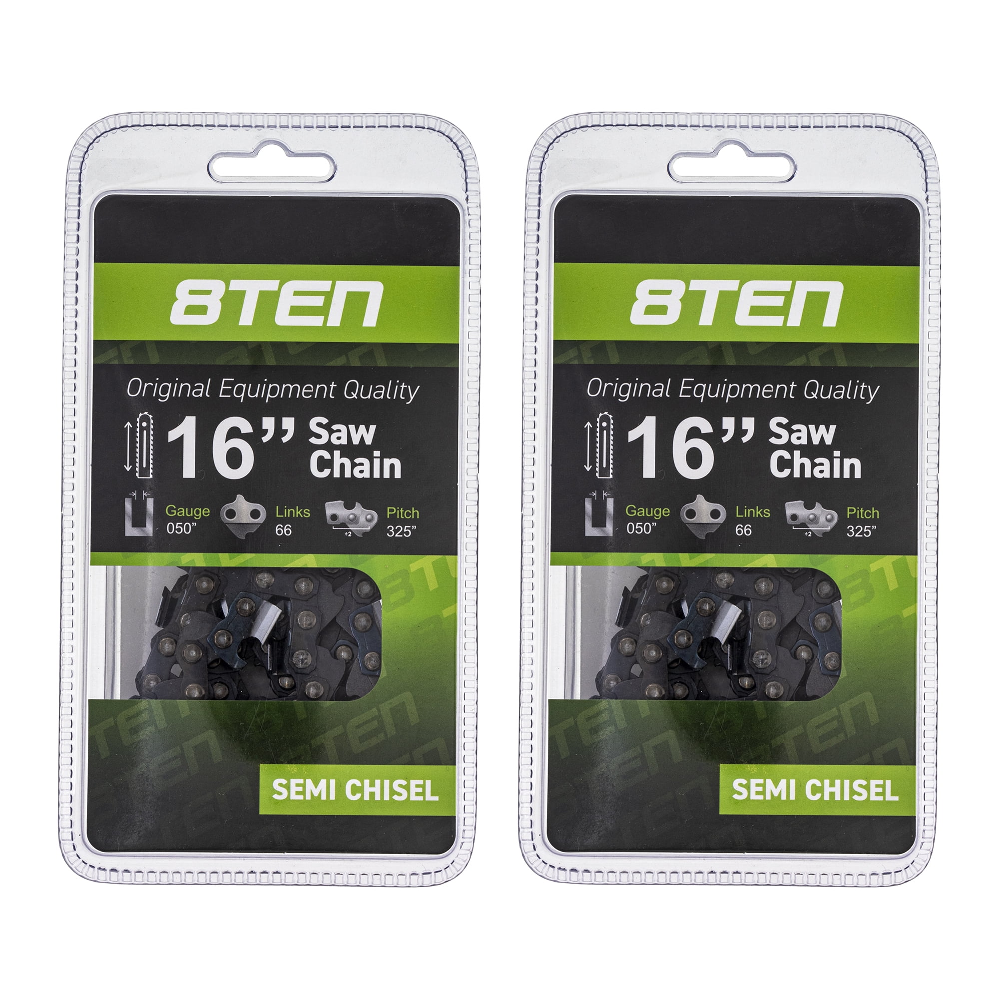8TEN Chainsaw Chain 16 inch .050 .325 66 DL for Echo Husqvarna 2 Pack ...