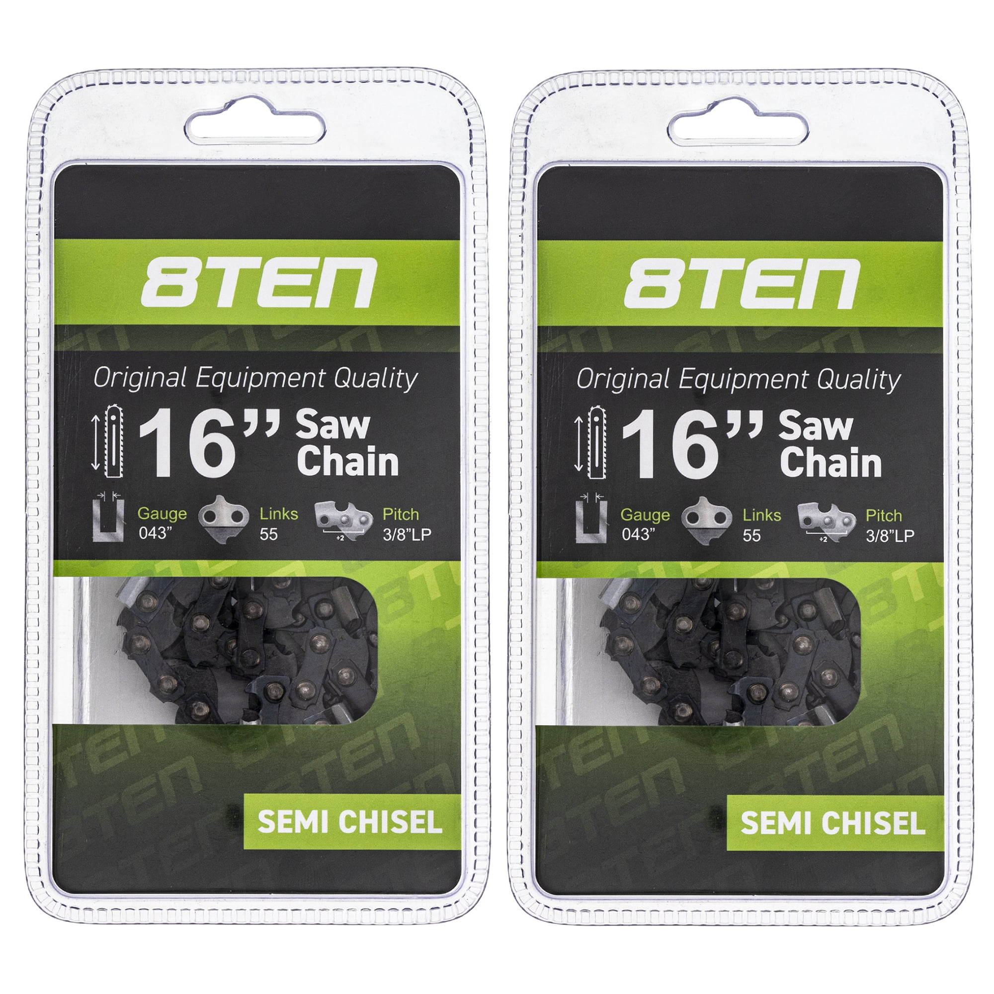8TEN 16 inch Chainsaw Chain, 2 Pack for Stihl MS170 MS180 PM400, 3/8 ...