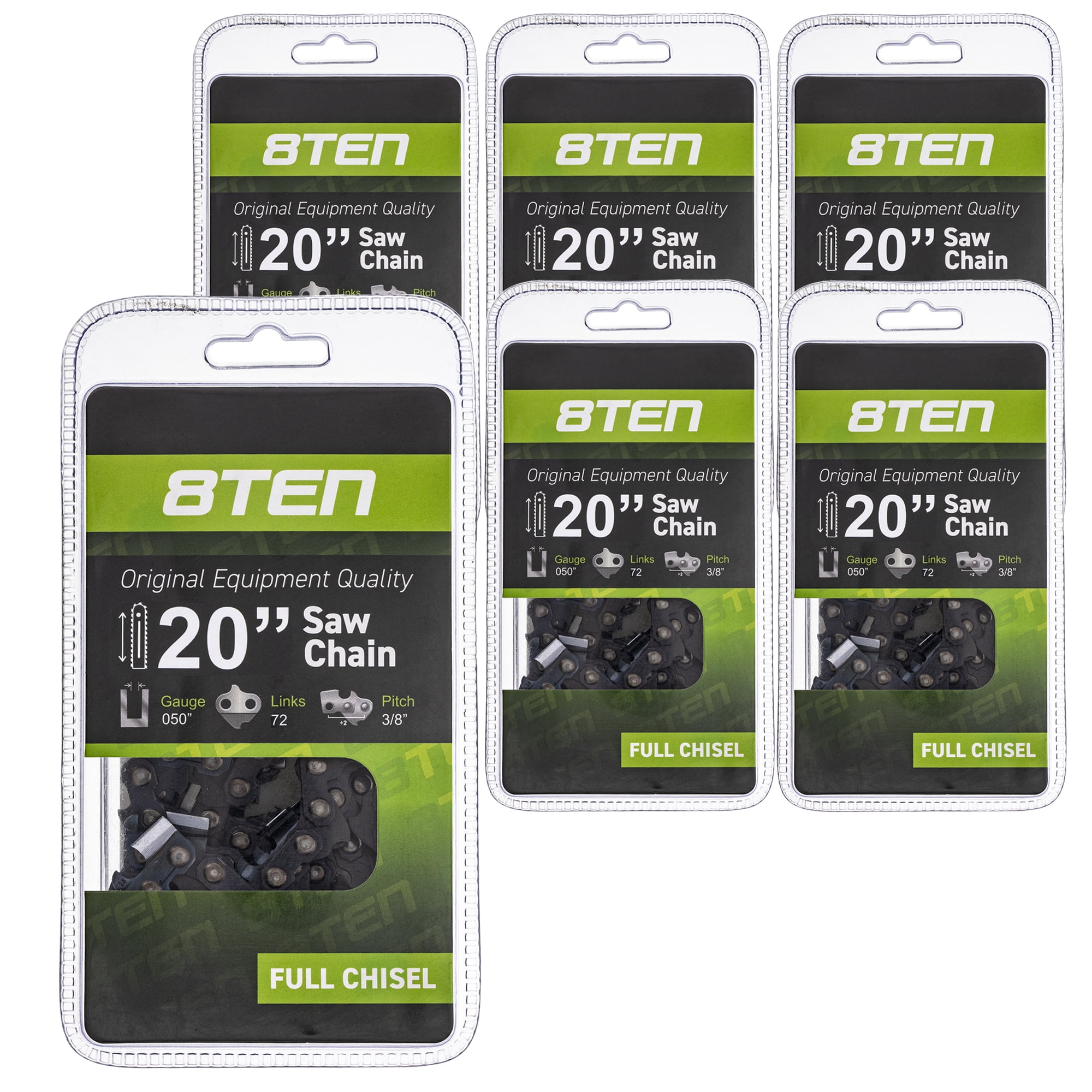 8TEN Chainsaw Chain 20 inch 3/8 Pitch for Stihl Husqvarna Poulan 6 Pack ...