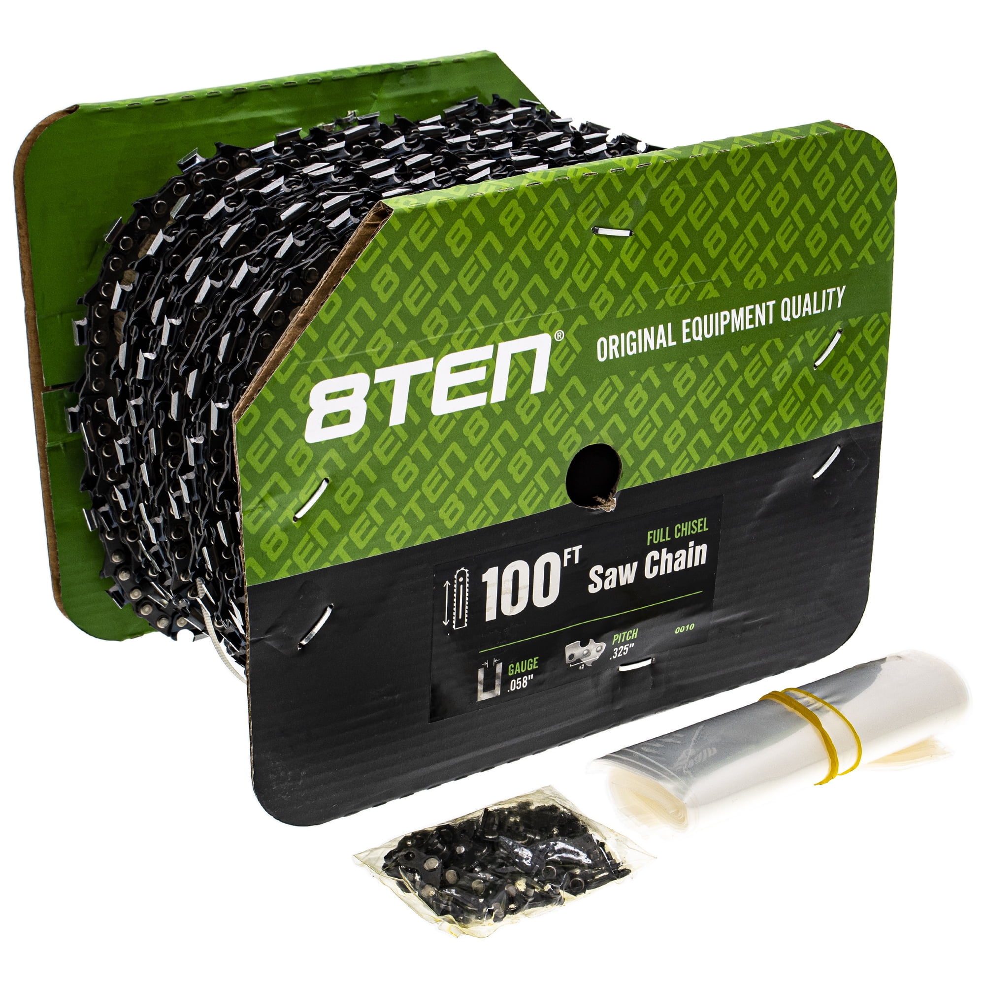8TEN Chainsaw Chain Bulk Reel Full Chisel 100 Foot .058 .325 Pitch 810 ...